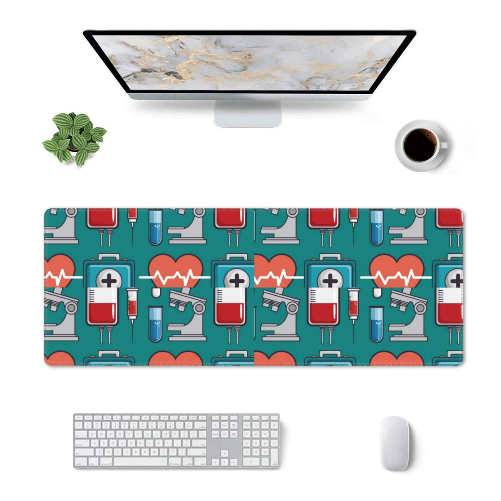 Pofeuu Medical Elements Print Desk Mat for Keyboard and Mouse，Computer ...