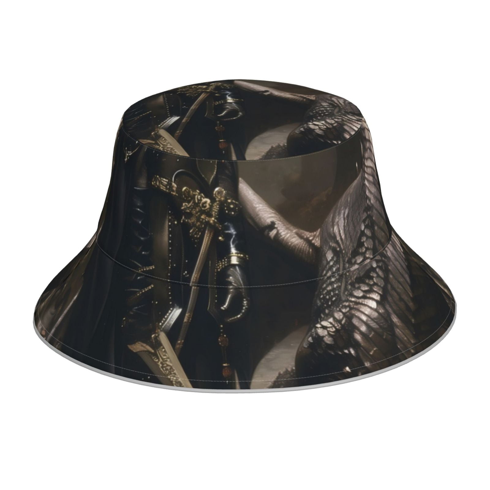 Pofeuu Medieval Knight And Dragon Print Bucket Hat for Women Men ...