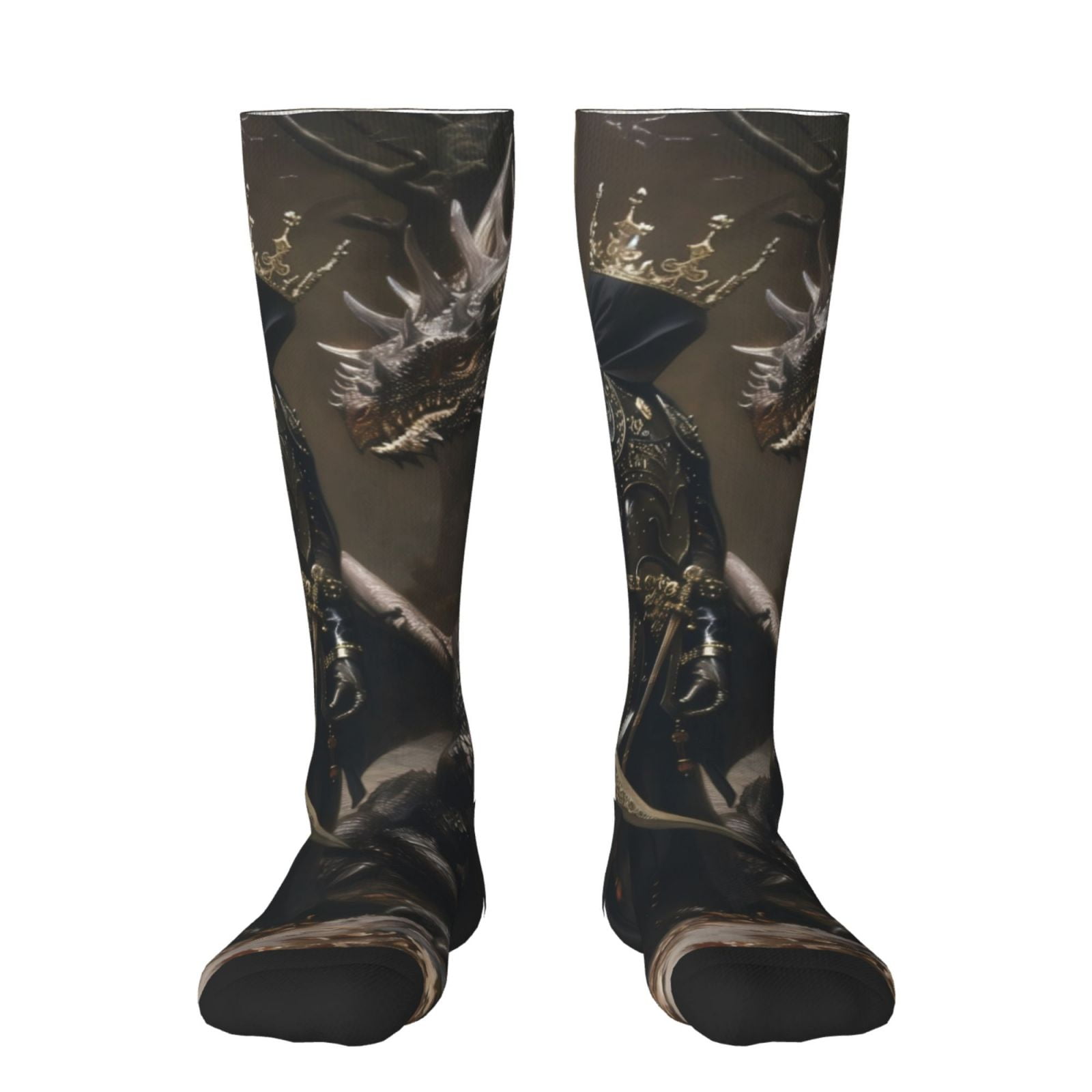 Pofeuu Medieval Knight And Dragon Print Stockings, Adult Running Hiking ...