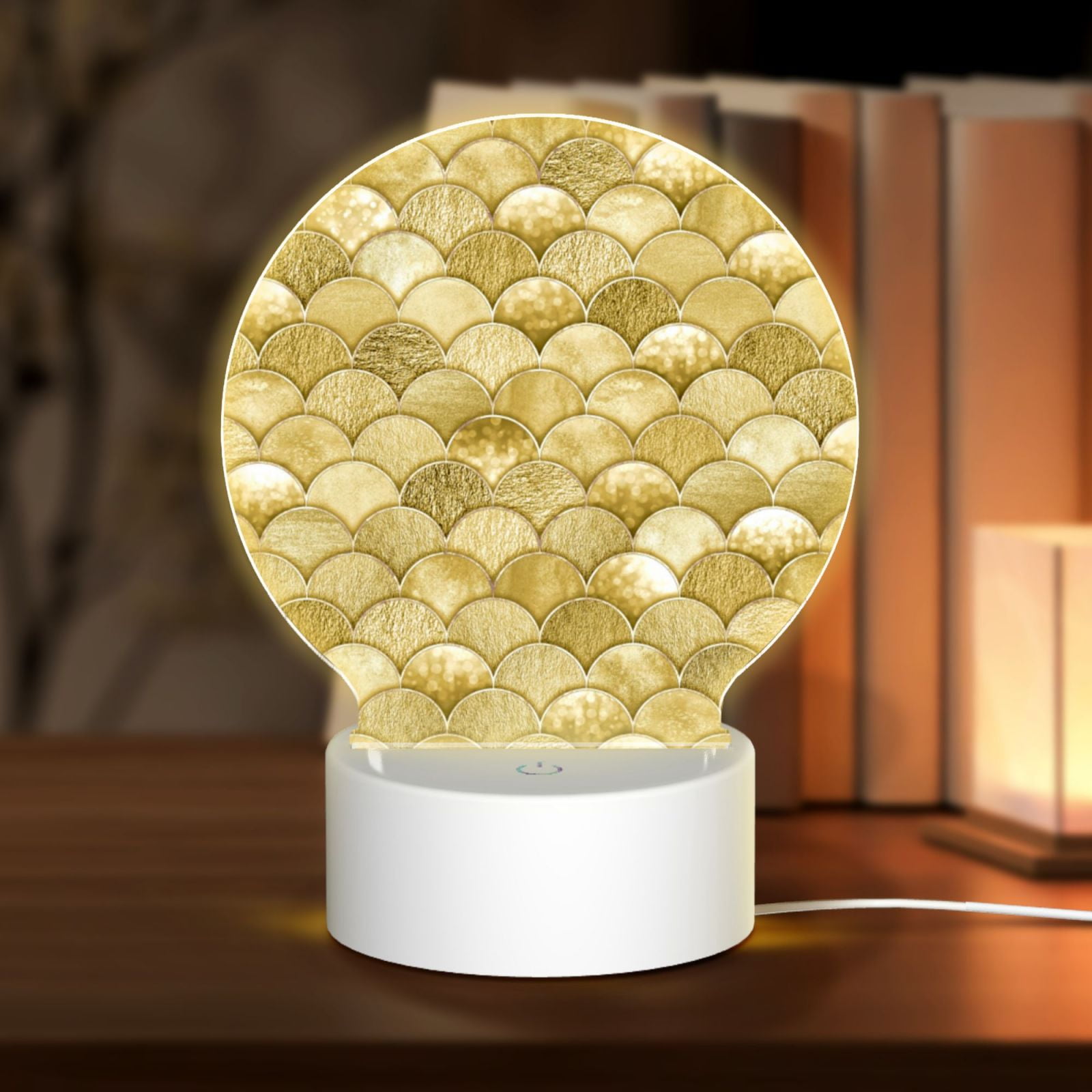 Pofeuu Mermaid Fish Scale Print LED Christmas Night Light Lamp Base ...