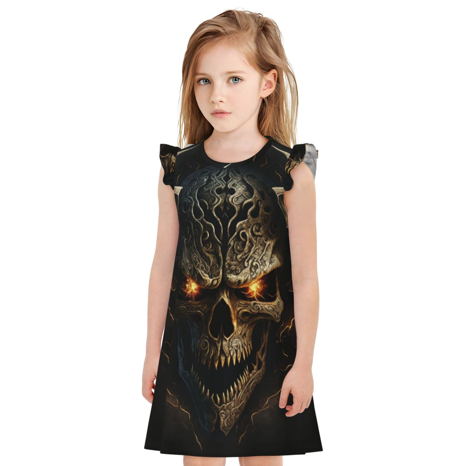 Pofeuu Metal Evil Skull Print Girls Nightgowns, Nightgown Princess ...