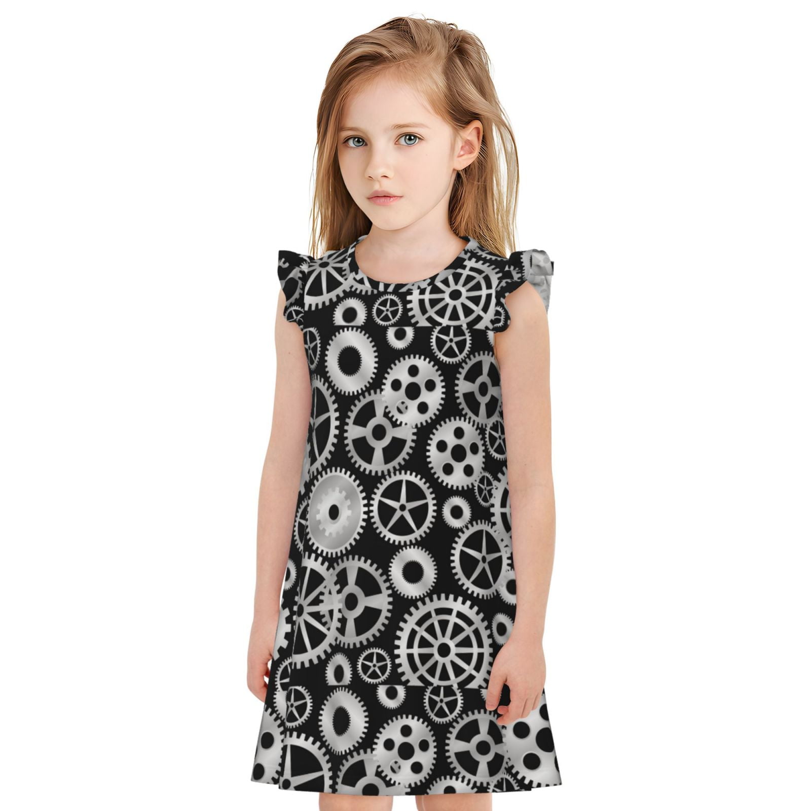 Pofeuu Metallic Gears Print Girls Nightgowns, Nightgown Princess Pajama ...