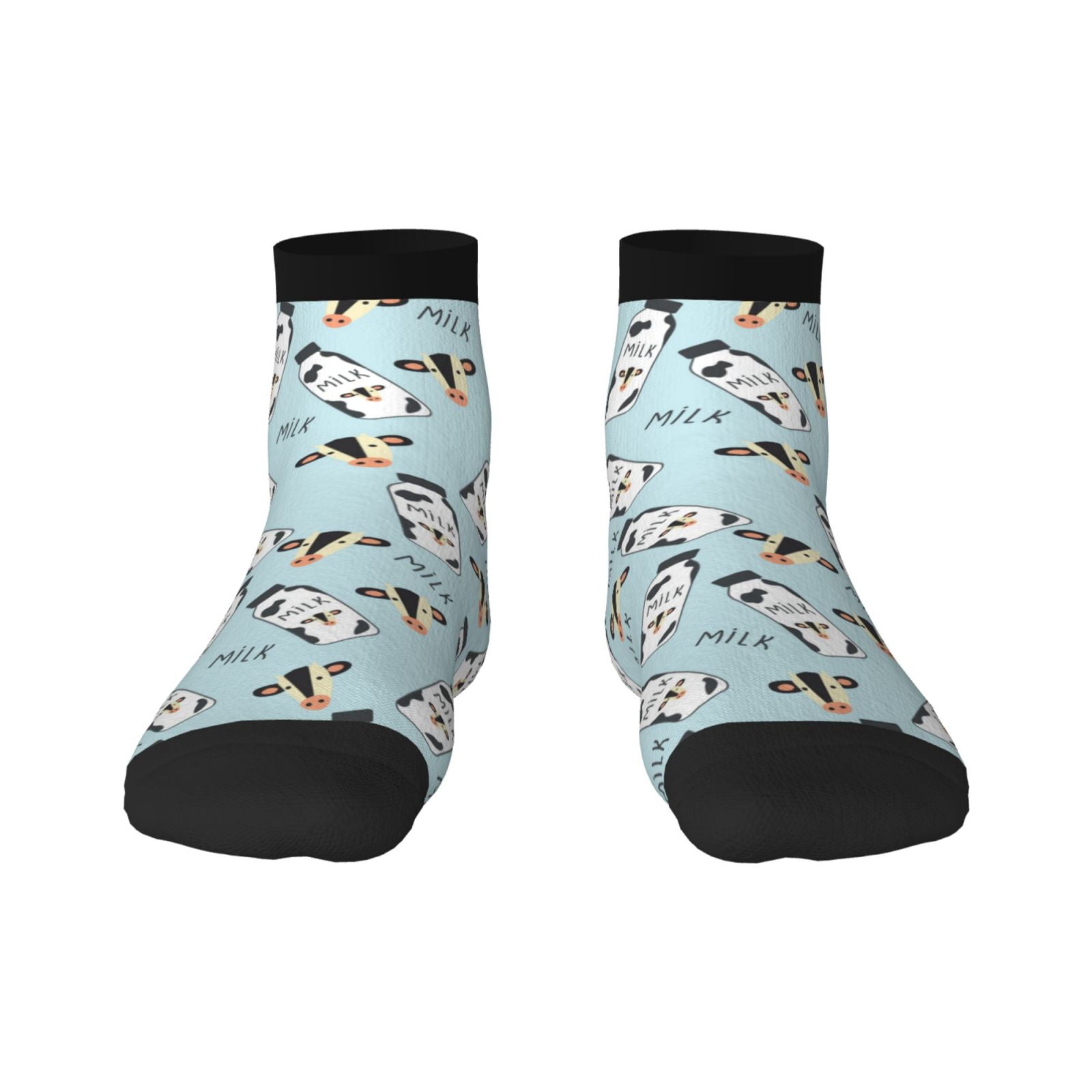 Pofeuu Milk Bottles And Cow Head Print 30cm Socks, Adult Running Hiking ...