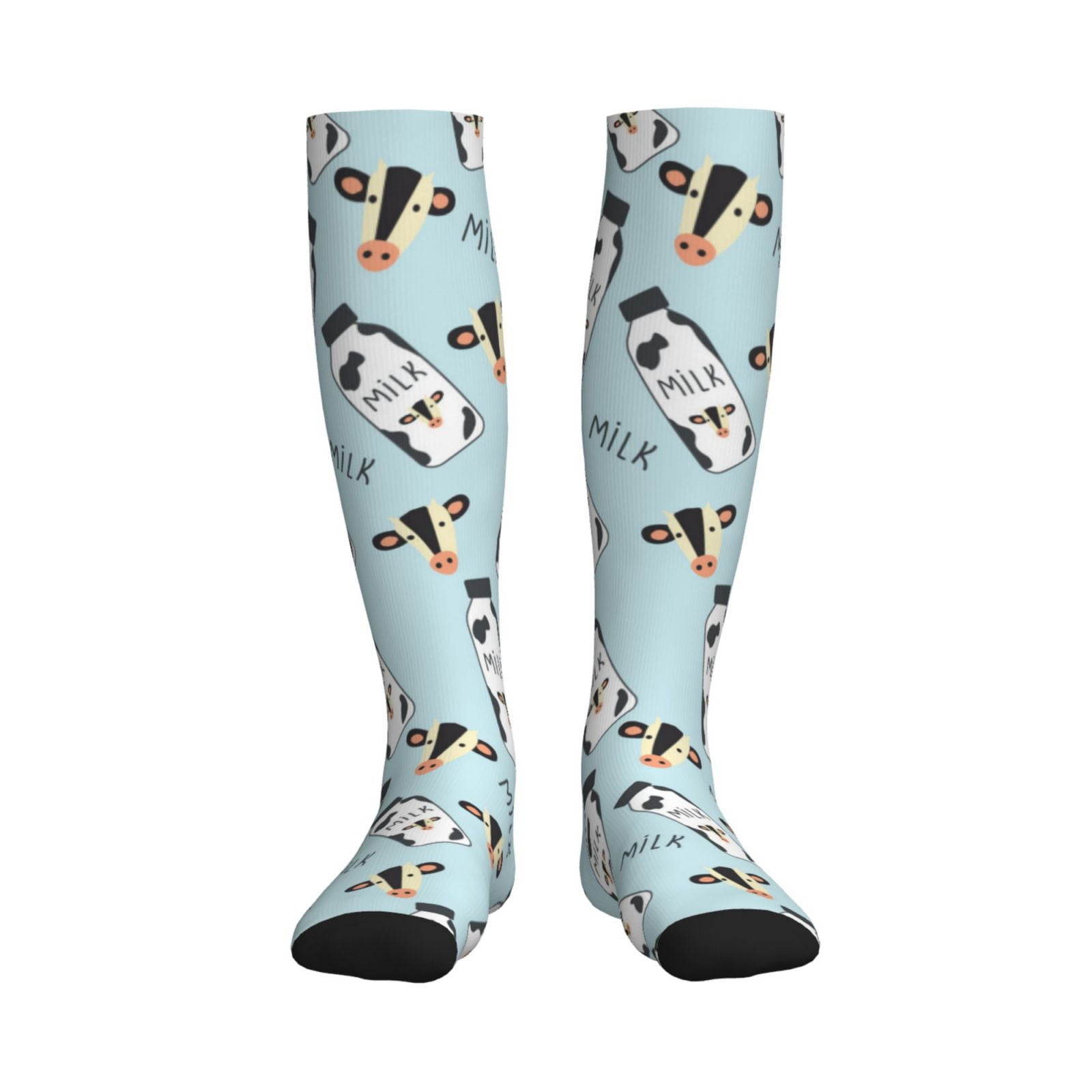 Pofeuu Milk Bottles And Cow Head Print Compression Socks for Women ...