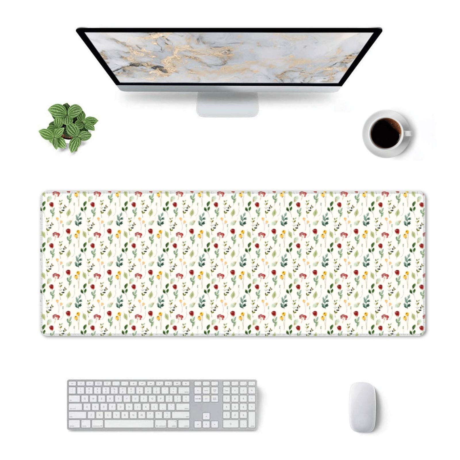 Pofeuu Mini Wildflower Watercolor Print Desk Mat for Keyboard and Mouse ...