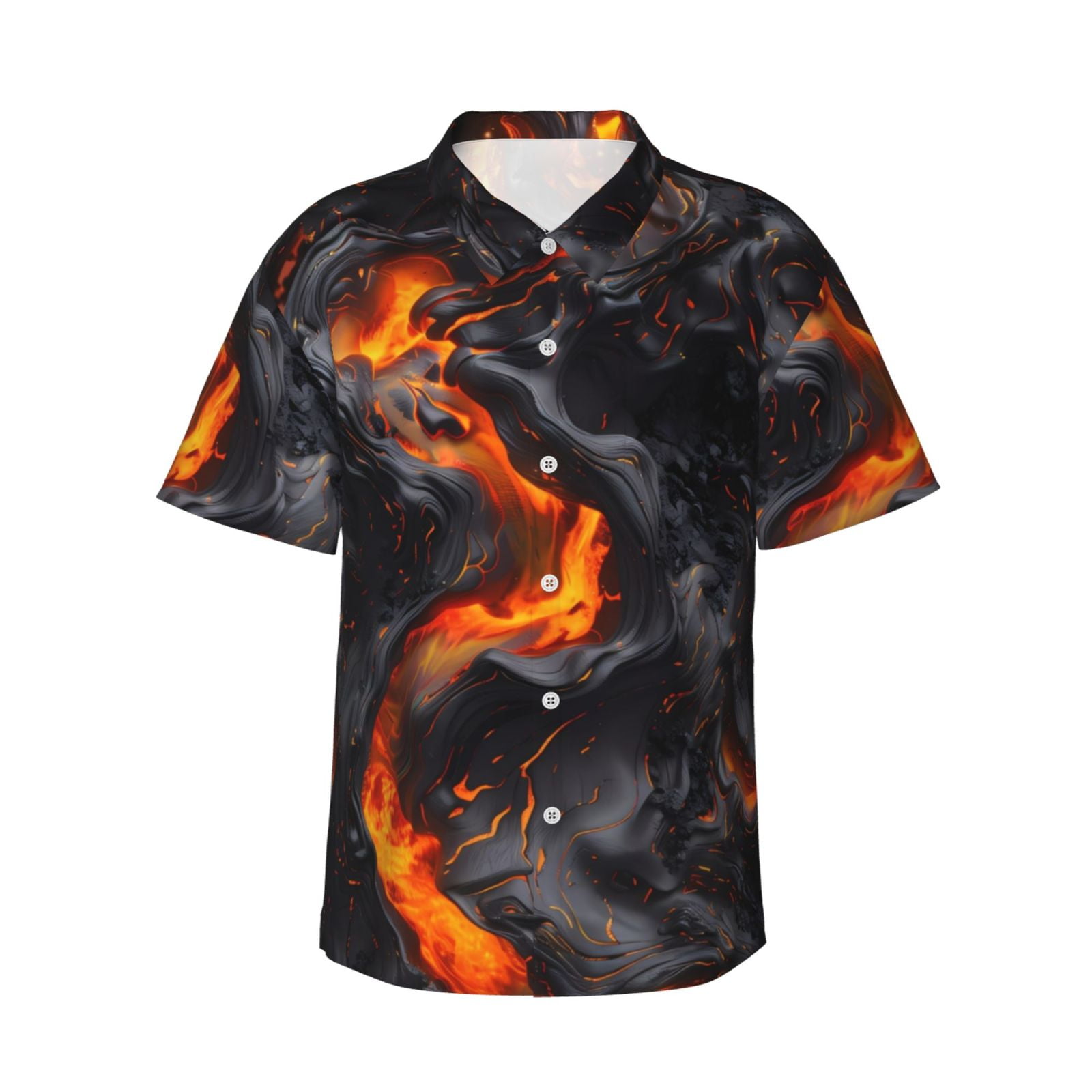 Pofeuu Molten Lava Abstract Flow Print Hawaiian Shirt for Men Sleeves ...