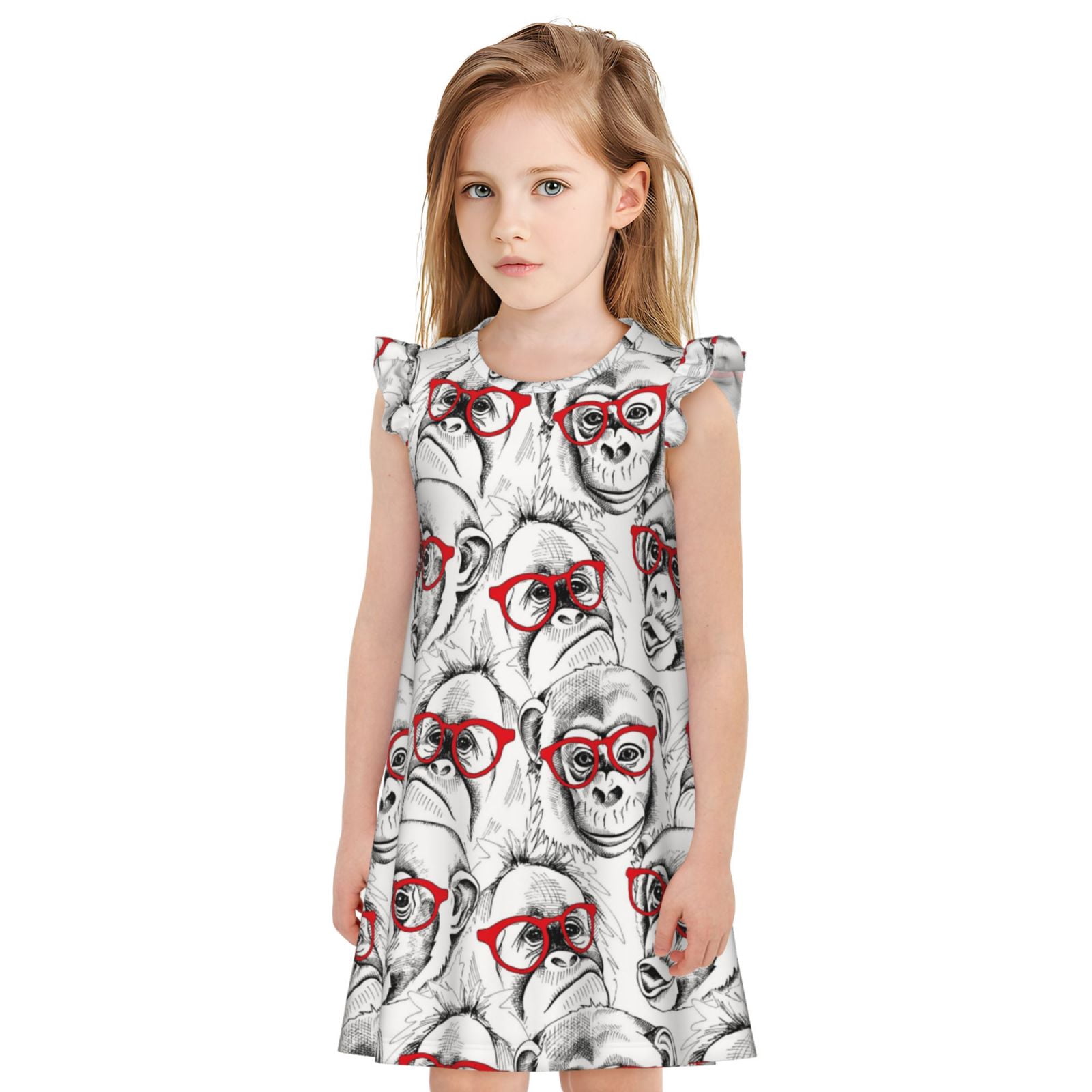 Pofeuu Monkey Print Girls Nightgowns, Nightgown Princess Pajama Dresses ...