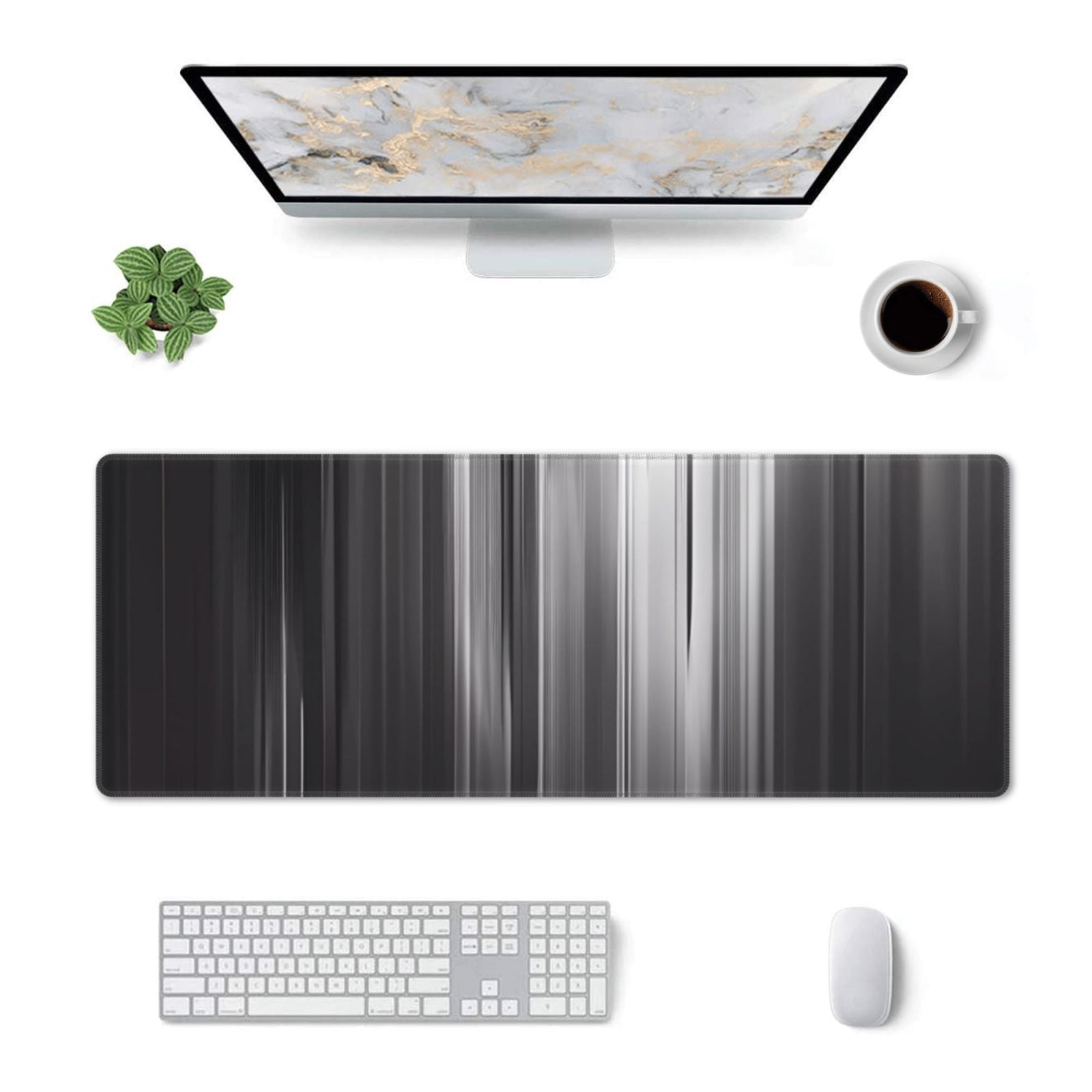 Pofeuu Monochrome Abstract Lines Print Desk Mat for Keyboard and Mouse ...