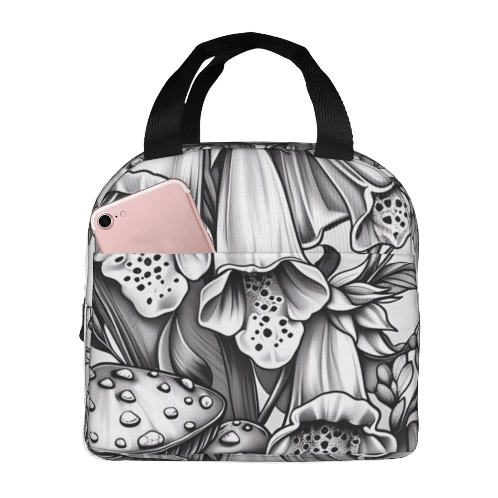 Pofeuu Monochrome Botanical Illustration Print Lunch Bag Lunch Box ...