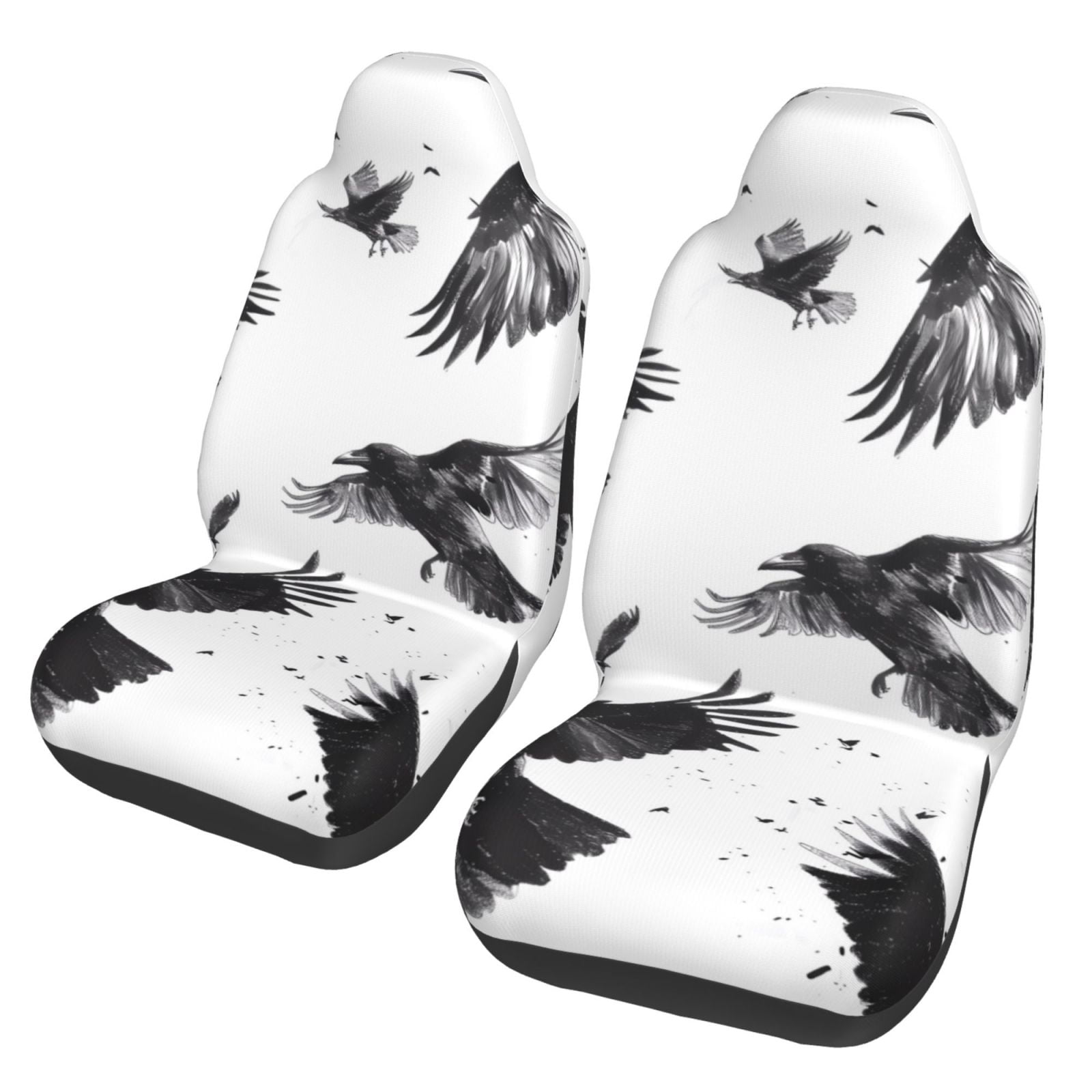Pofeuu Monochrome Flying Ravens Print Automotive Car Seat Covers Flat ...