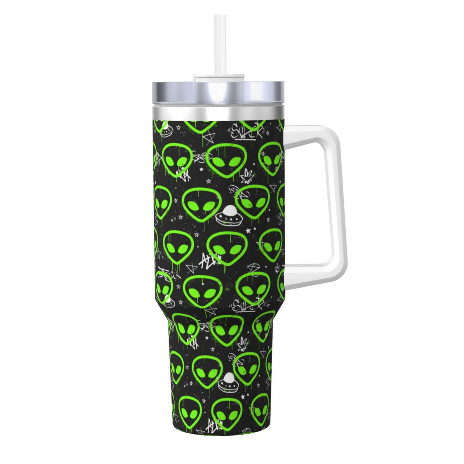 Pofeuu Monster Neon Head Print 40oz Ice Bully With Handle And Straw ...