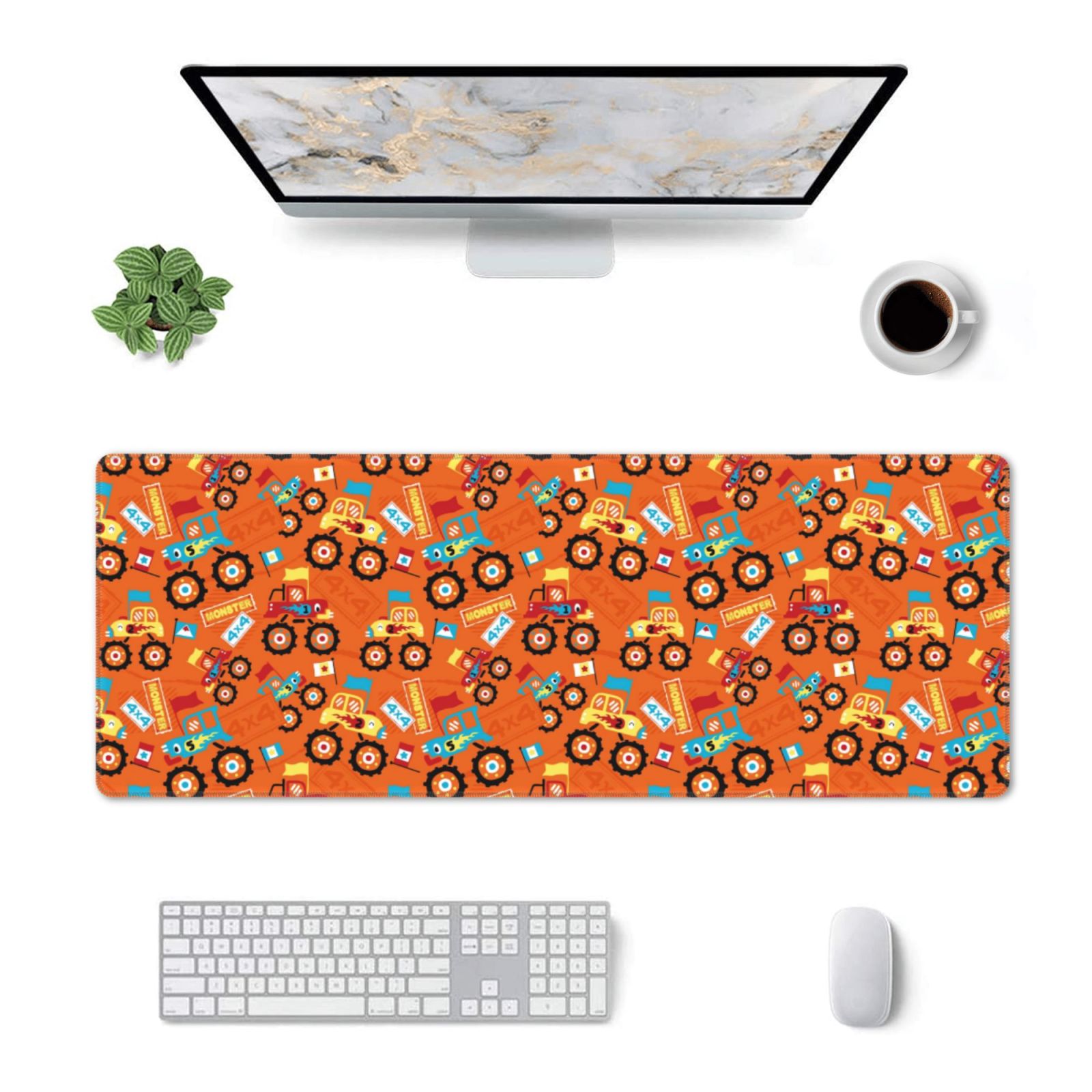 Pofeuu Monster Truck,Truck Cartoon Print Desk Mat for Keyboard and ...