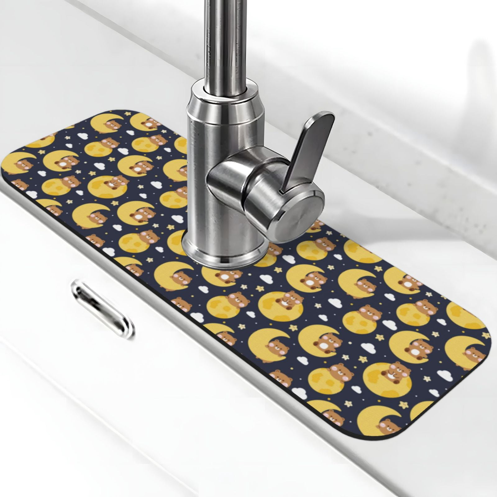 Pofeuu Moon Bear Print Splash Guard for Sink Faucet Sink Gadgets-Splash ...