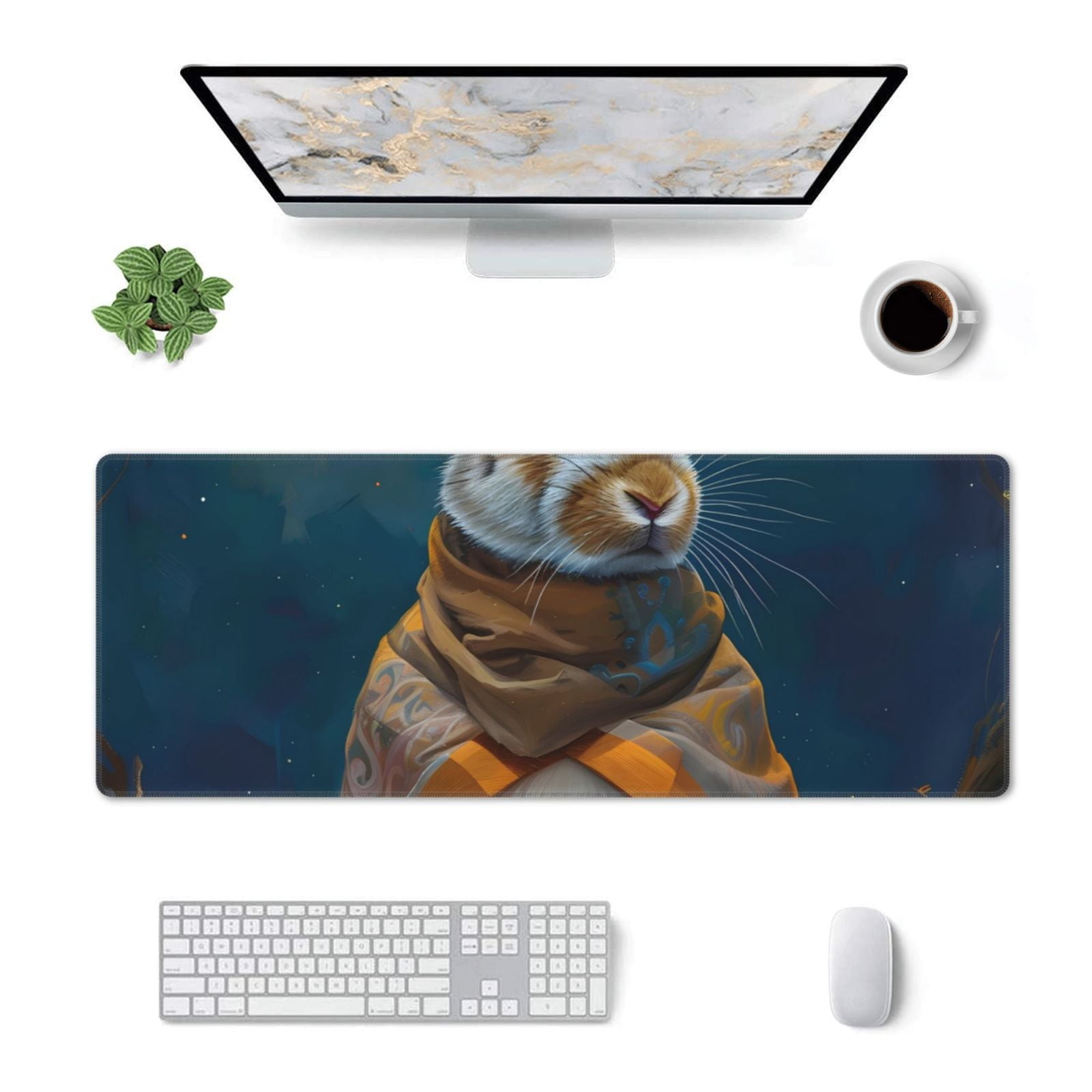 Pofeuu Moon Night Sky Cute Rabbit Print Desk Mat for Keyboard and Mouse ...