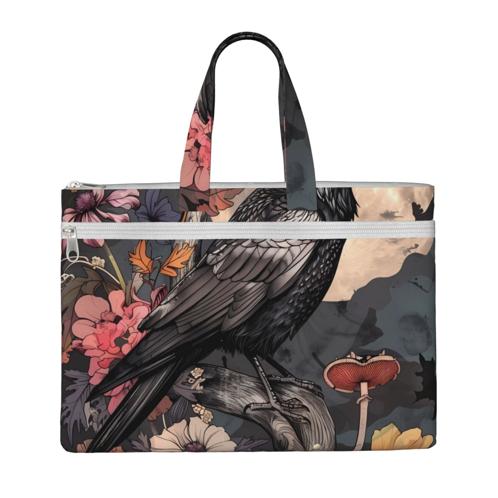 Pofeuu Moonlit Crow Blossoms Print Laptop Bag Carrying - Computer Bag ...