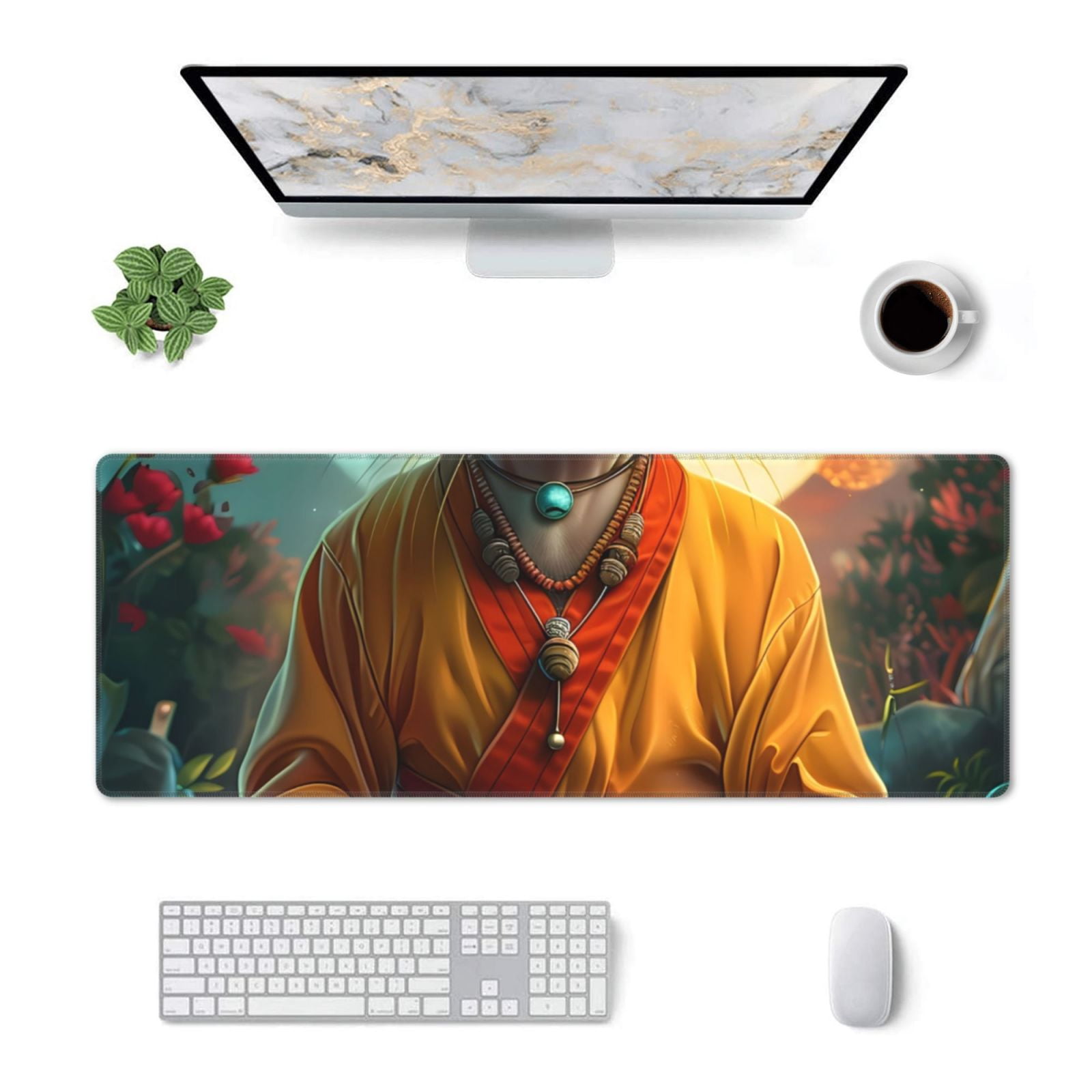 Pofeuu Moonlit Hairless Cat Monk Print Desk Mat for Keyboard and Mouse ...