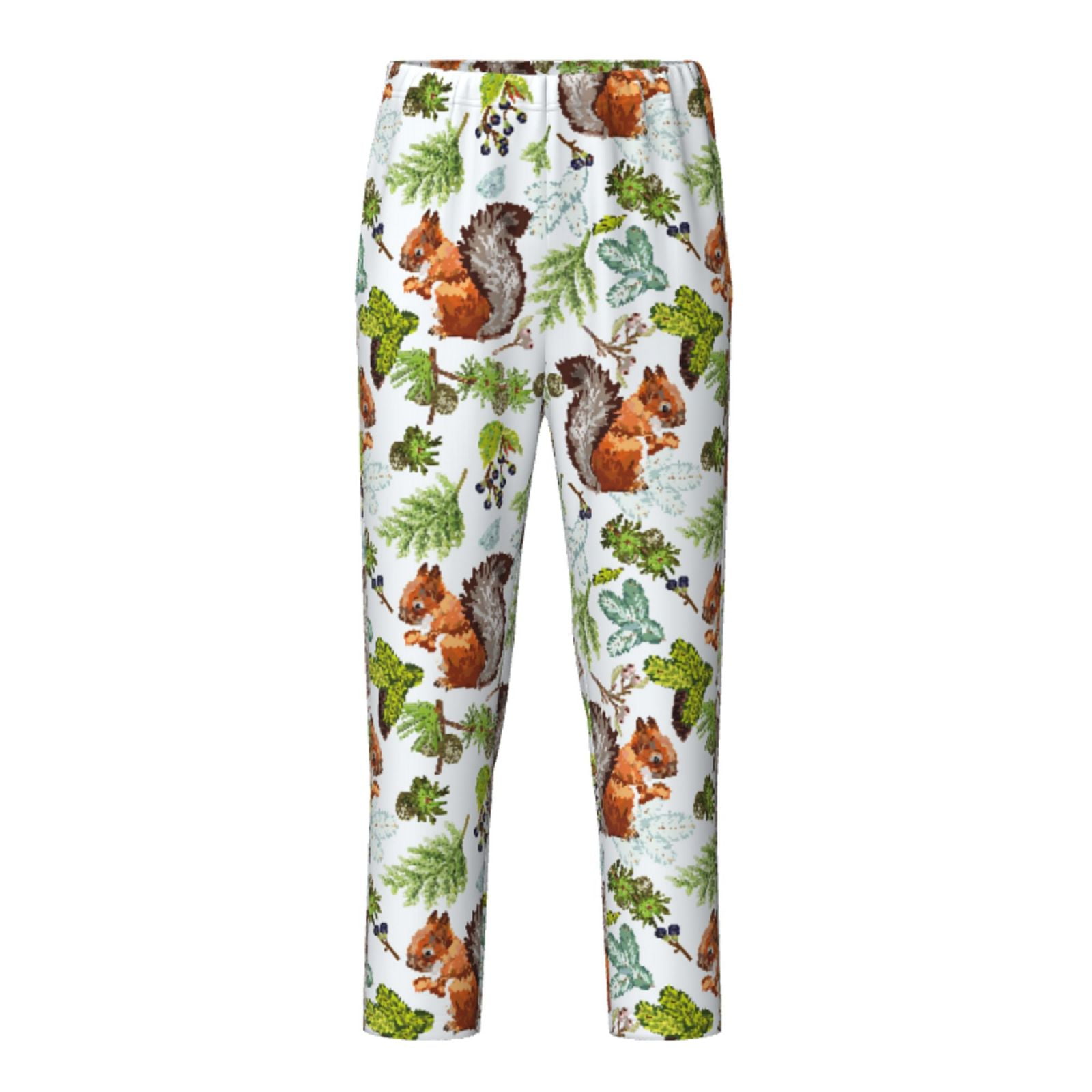 Pofeuu Mosaic Forest Squirrel Print Teenagers' Pajama Pants, Soft ...