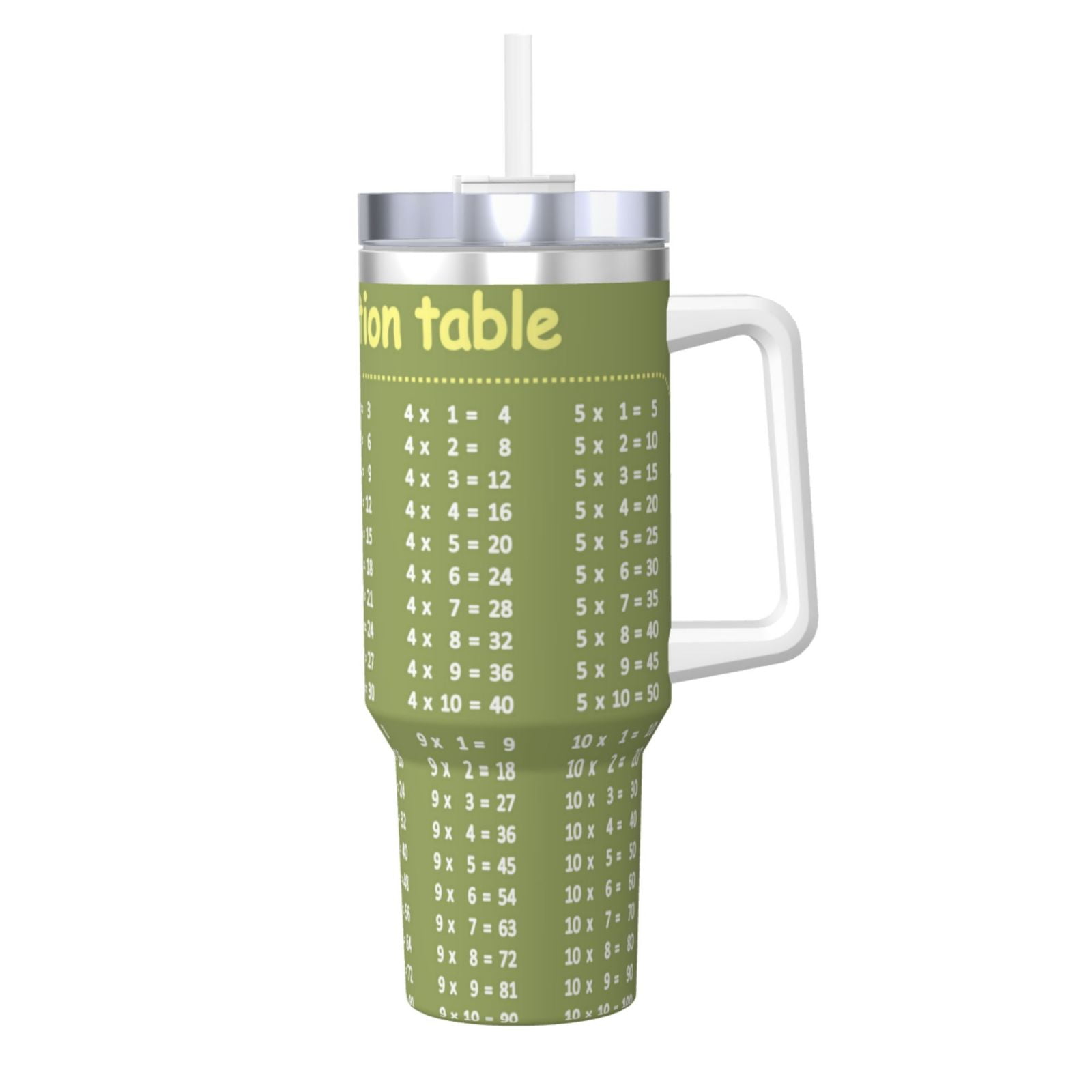 Pofeuu Multiplication Table1 Print 40oz Ice Bully With Handle And Straw ...
