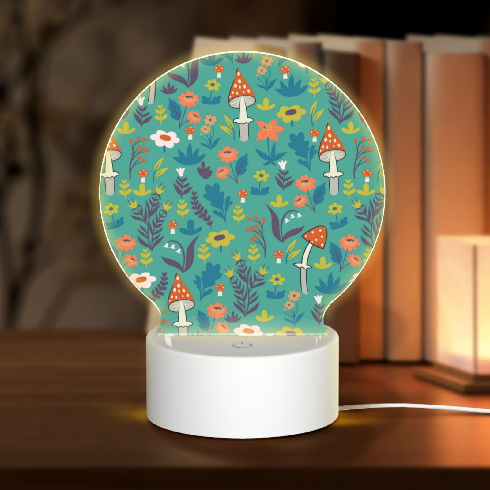Pofeuu Mushrooms and Flowers Print LED Christmas Night Light Lamp Base ...