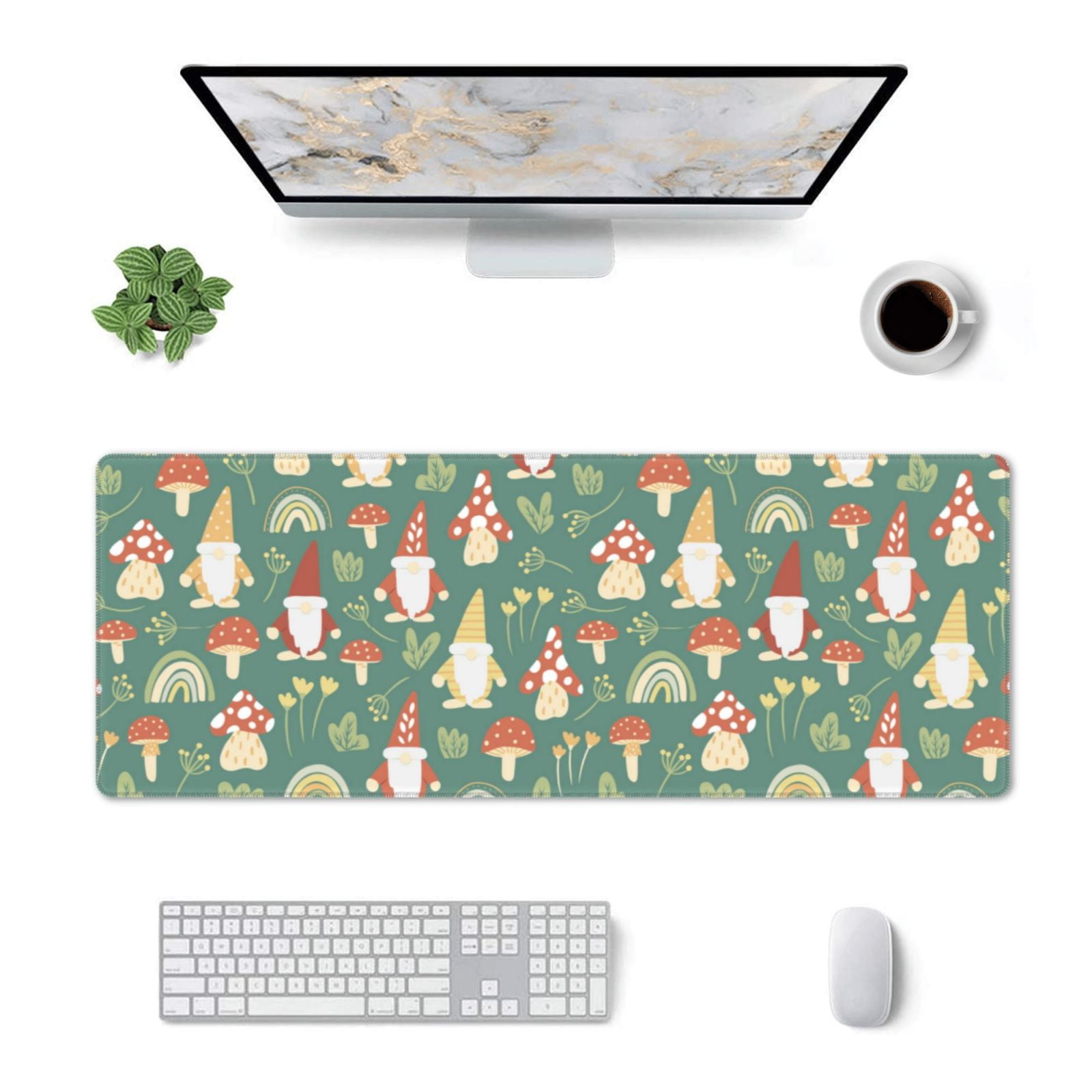 Pofeuu Mushrooms Gnome Print Desk Mat for Keyboard and Mouse，Computer ...