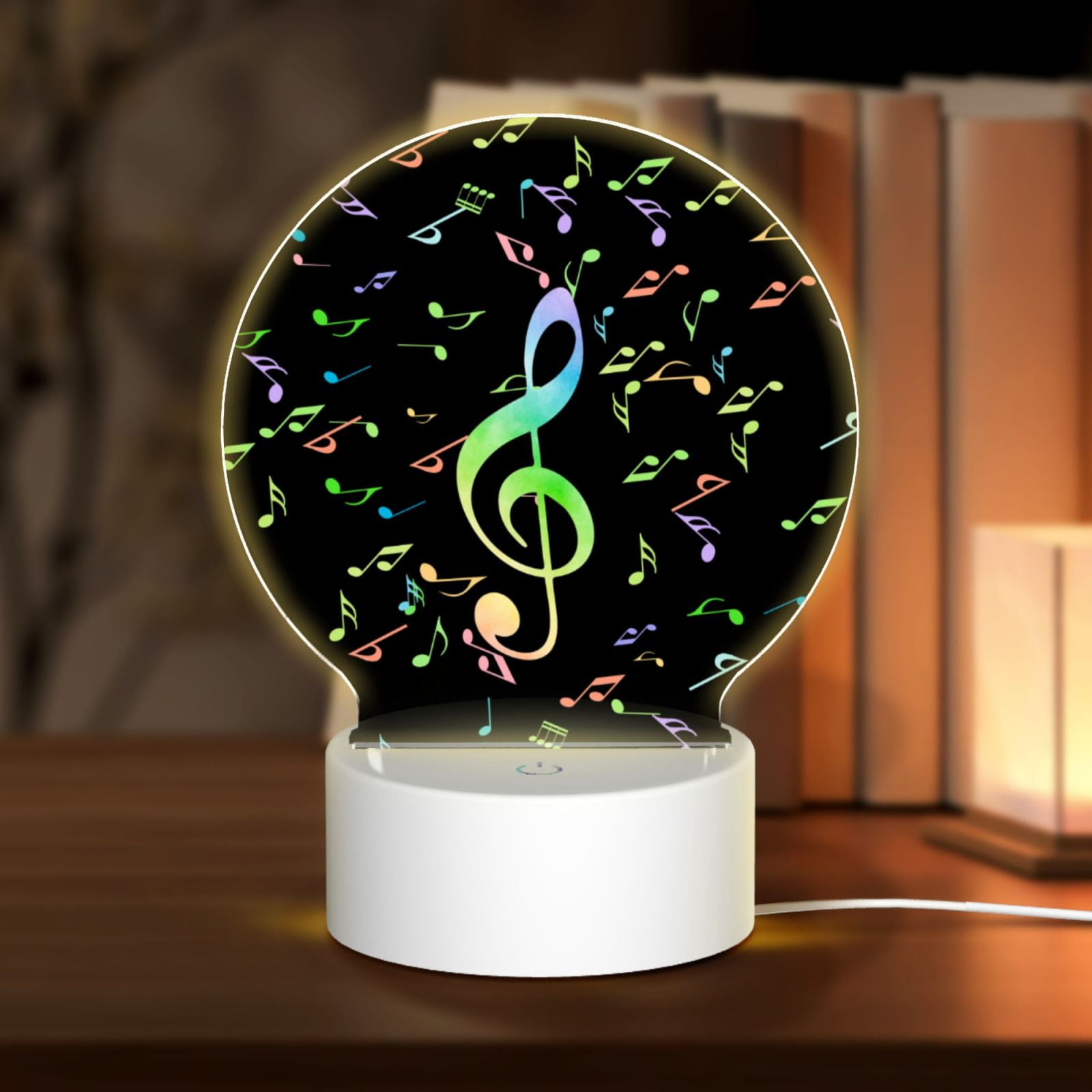 Pofeuu Music Notes Print LED Christmas Night Light Lamp Base Gift DIY ...