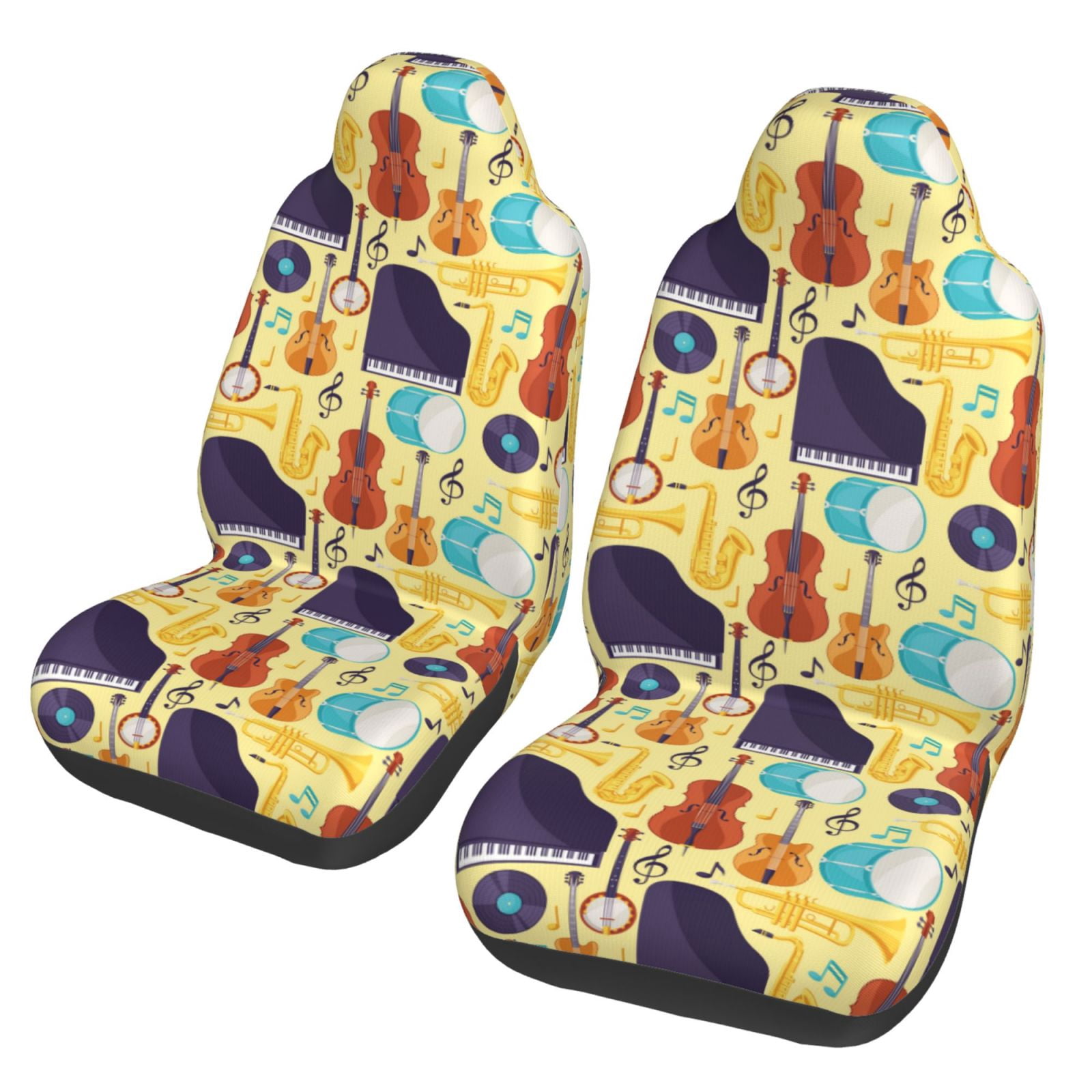 Pofeuu Musical Instruments Print Automotive Car Seat Covers Flat Cloth ...