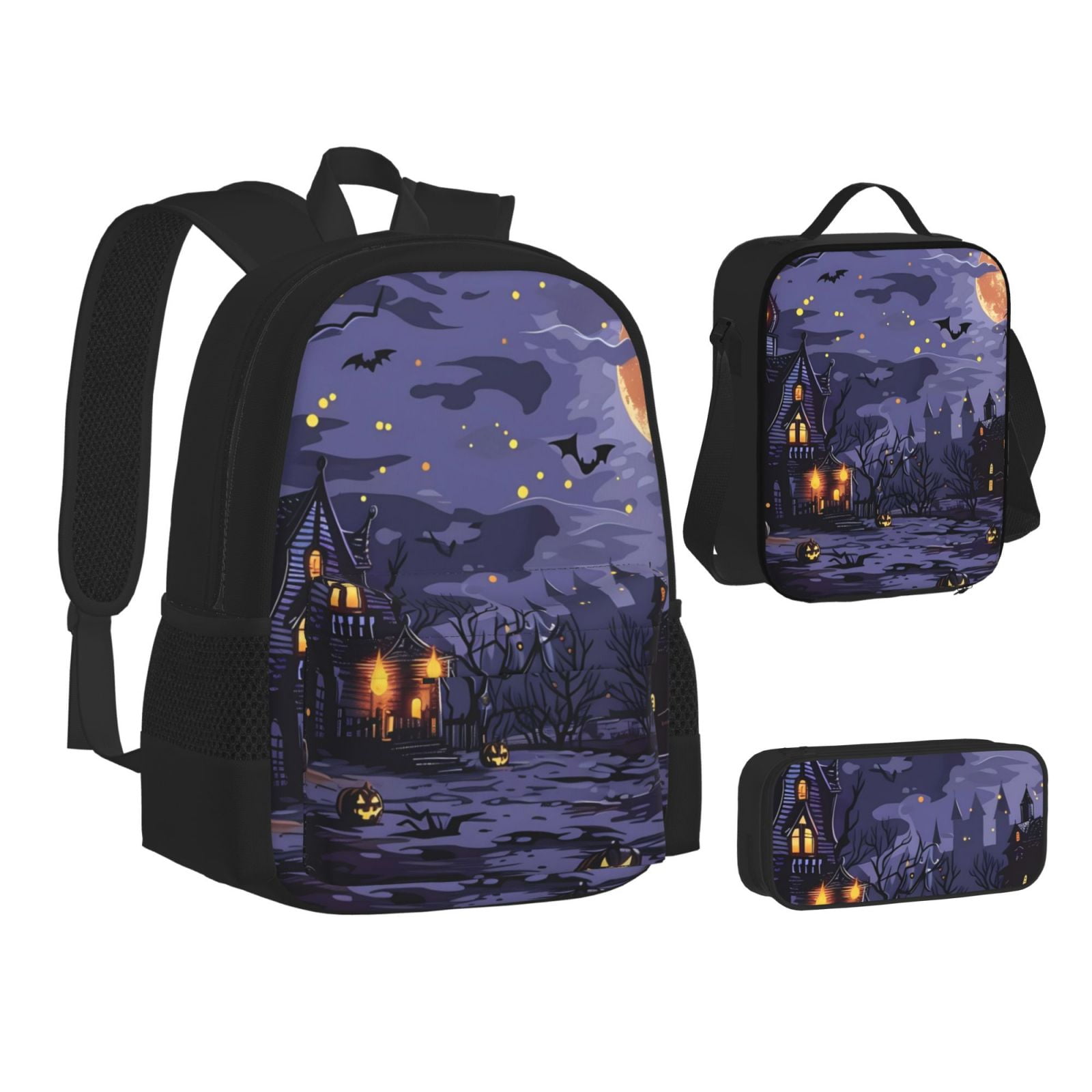 Pofeuu Mystery House Halloween Night Print Backpack Travel Backpacks ...