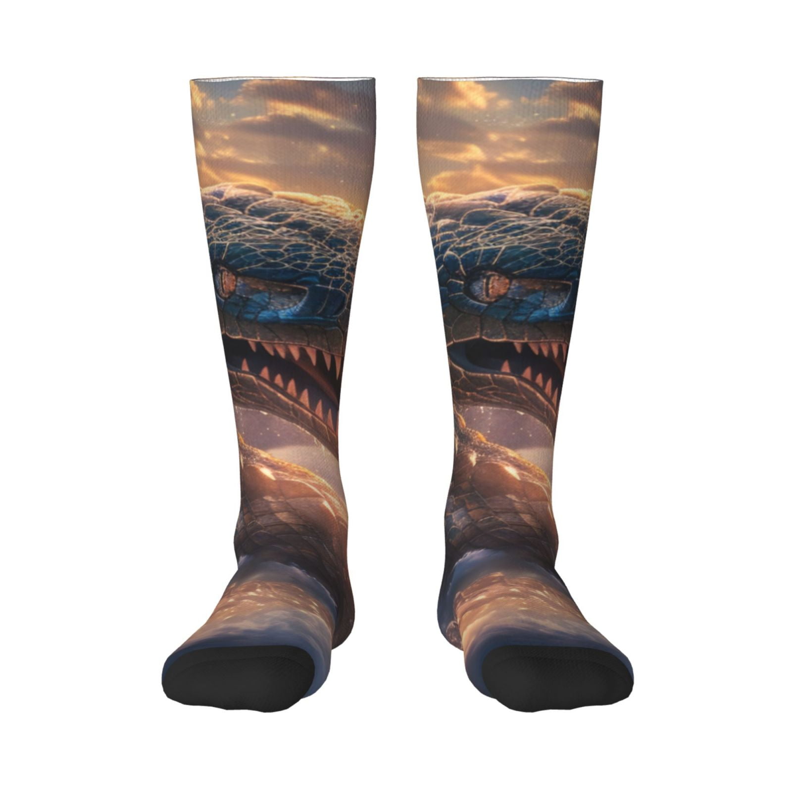 Pofeuu Mythical Serpent Mountain Sunrise Print Stockings, Adult Running ...