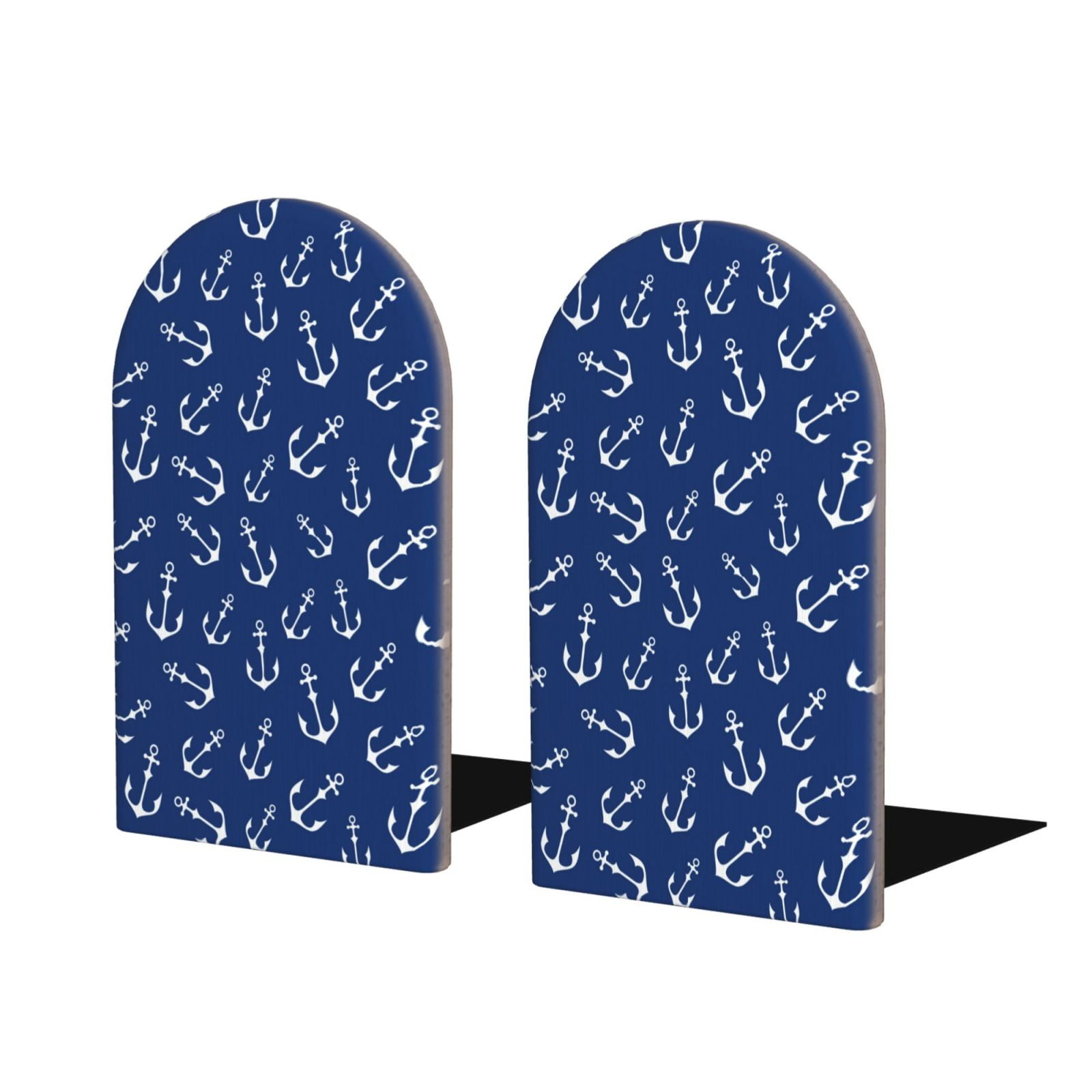 Pofeuu Nautical Anchors Print Large Bookend Hold Heavy Books- Wood ...