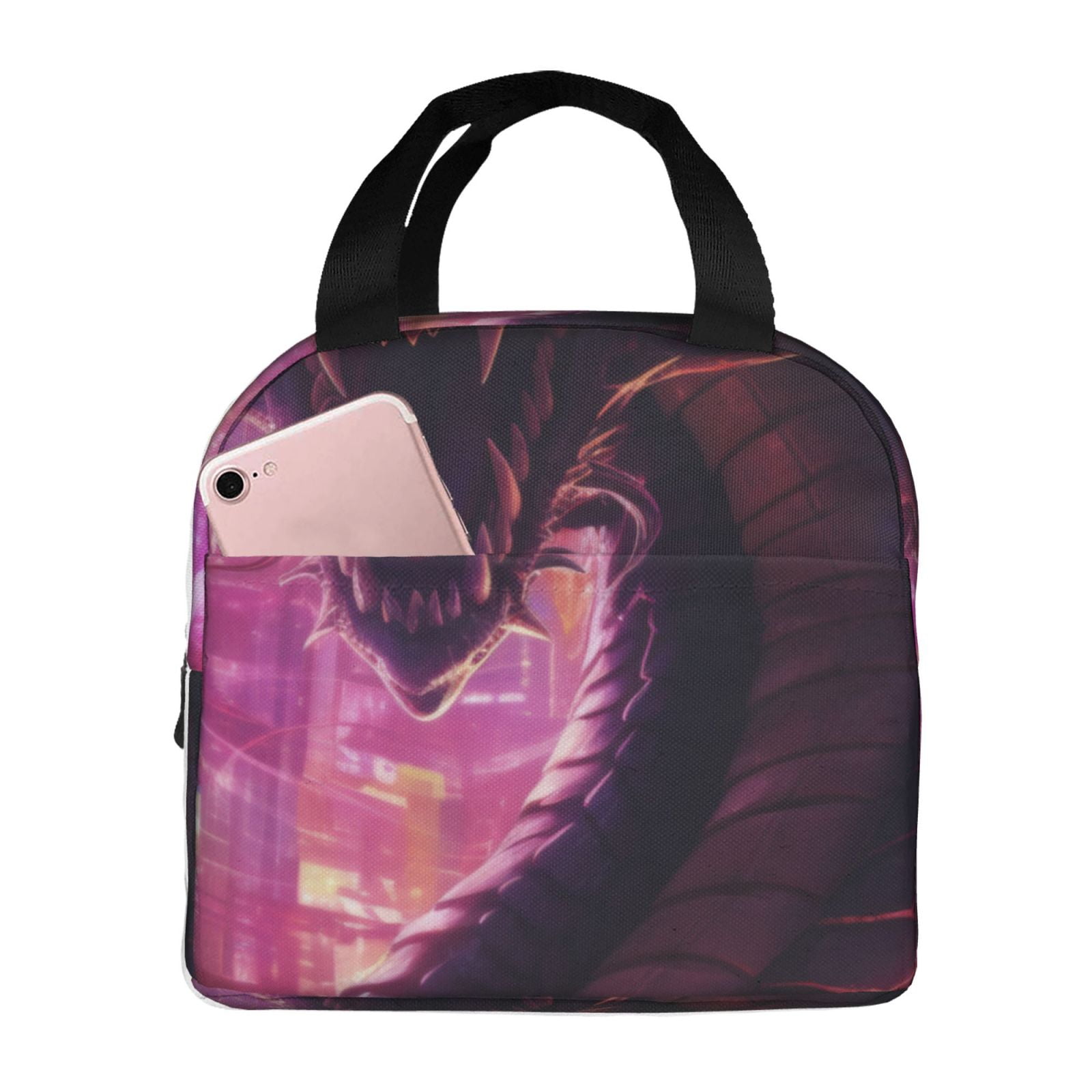 Pofeuu Neon Futuristic Dragon Print Lunch Bag Lunch Box Insulated Lunch ...