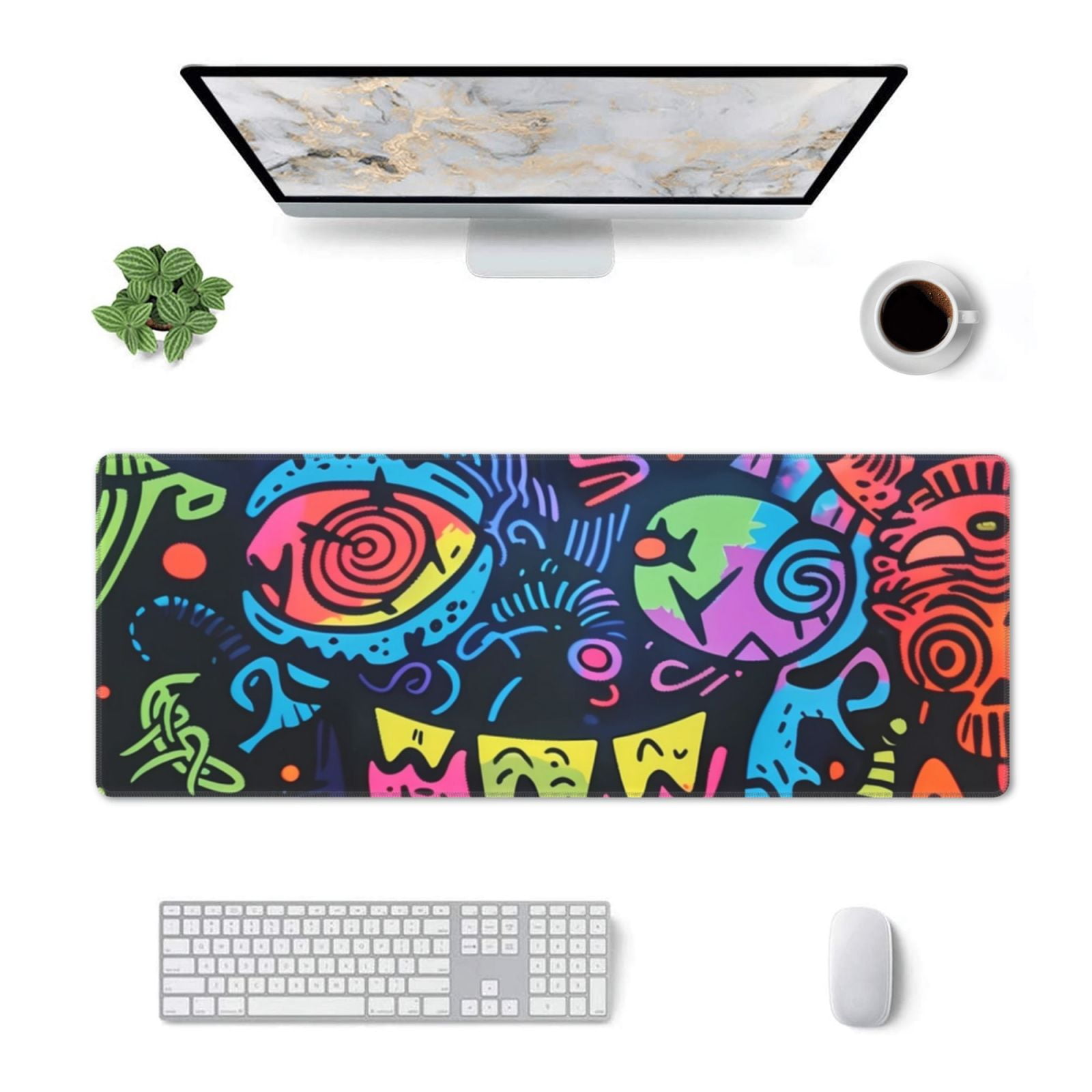 Pofeuu Neon Graffiti Urban Art Print Desk Mat for Keyboard and Mouse ...