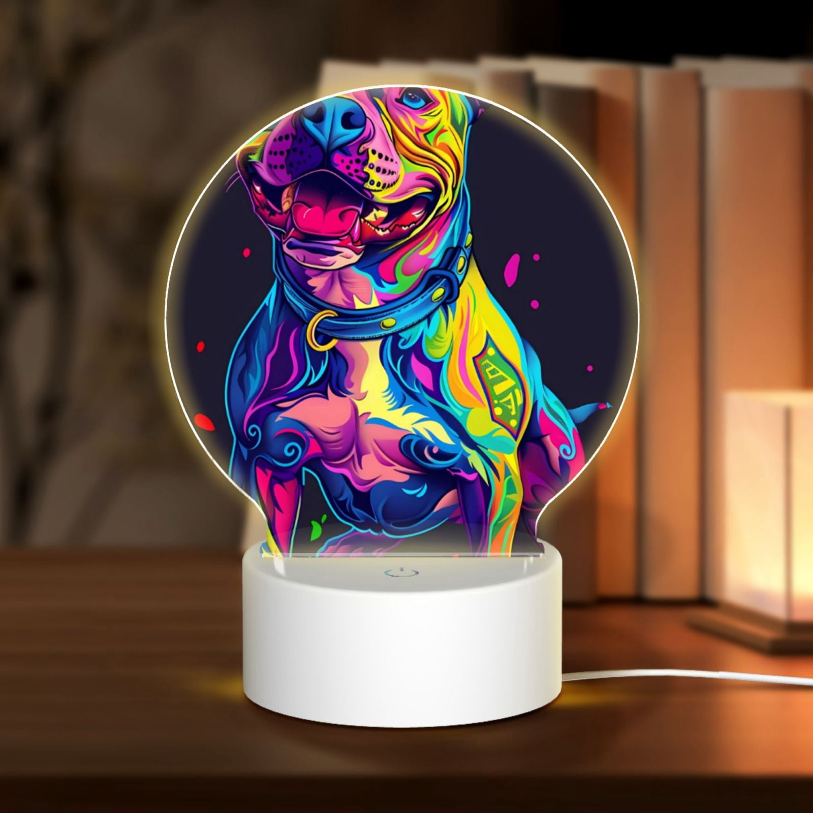 Pofeuu Neon Pop Art Pitbull Print LED Christmas Night Light Lamp Base ...