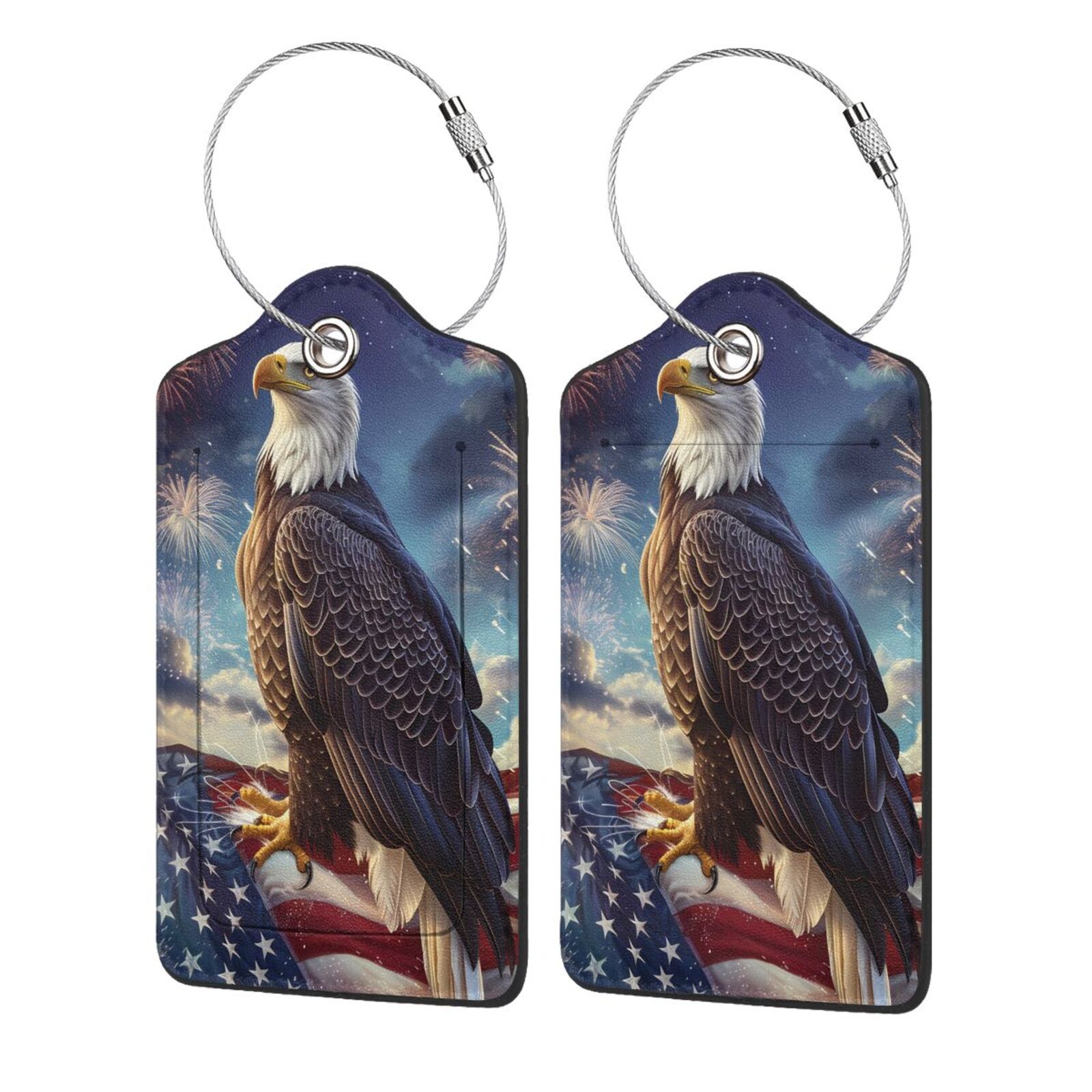 Pofeuu Night Sky Bald Eagle Print Luggage Tags, Privacy Cover ID Label ...