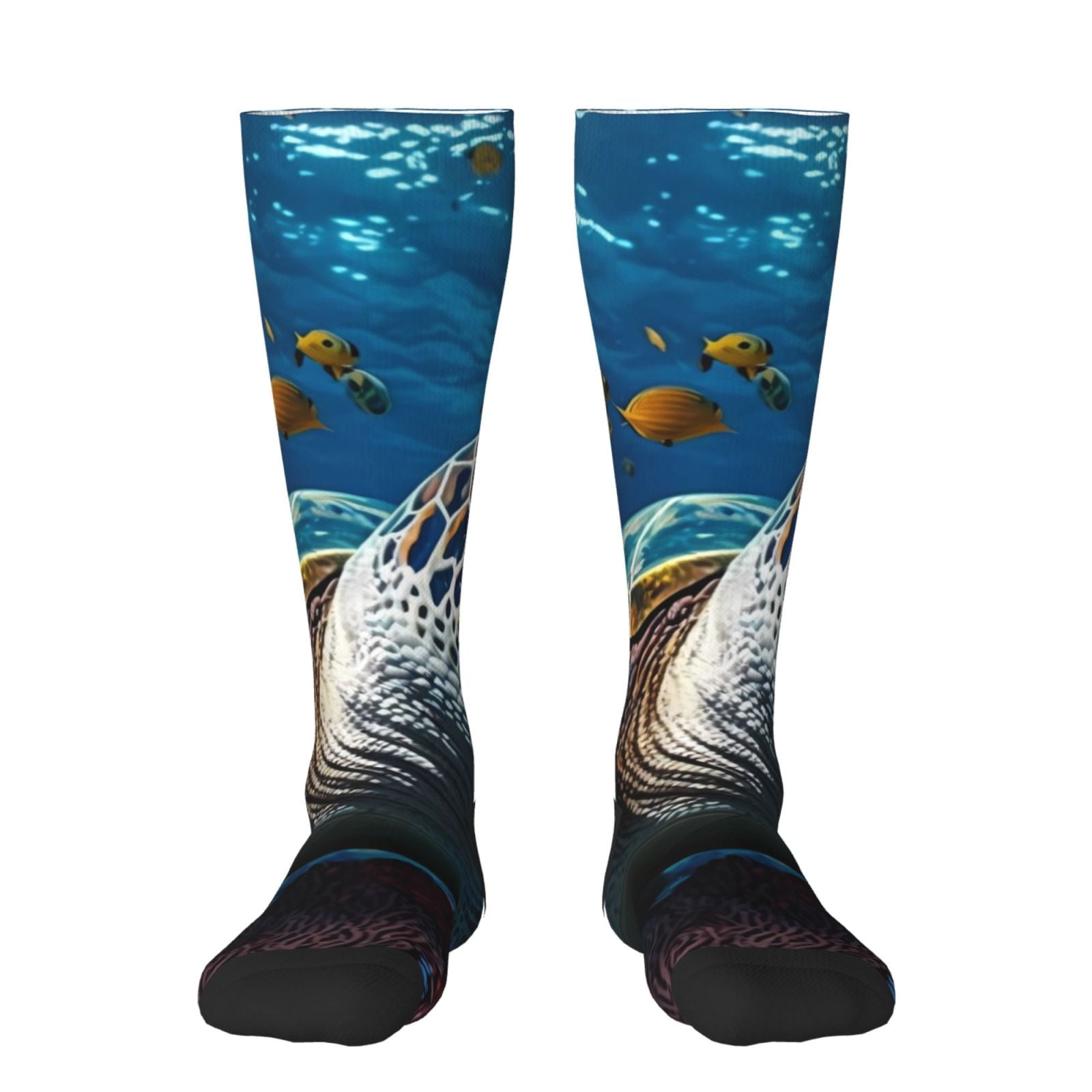 Pofeuu Ocean Coral Turtle Print Stockings, Adult Running Hiking Socks ...