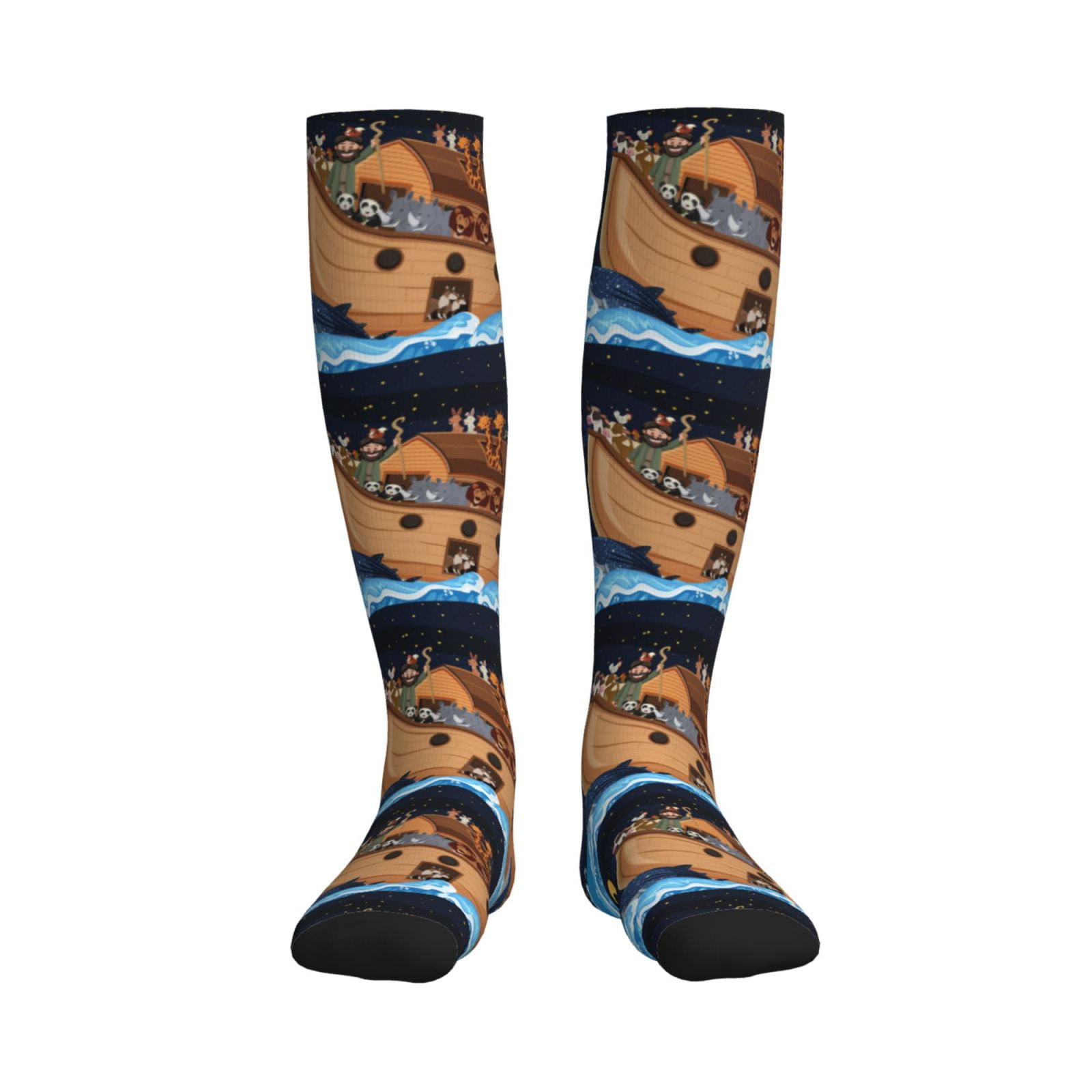 Pofeuu Ocean Scene with Noah's Ark Print Compression Socks for Women ...