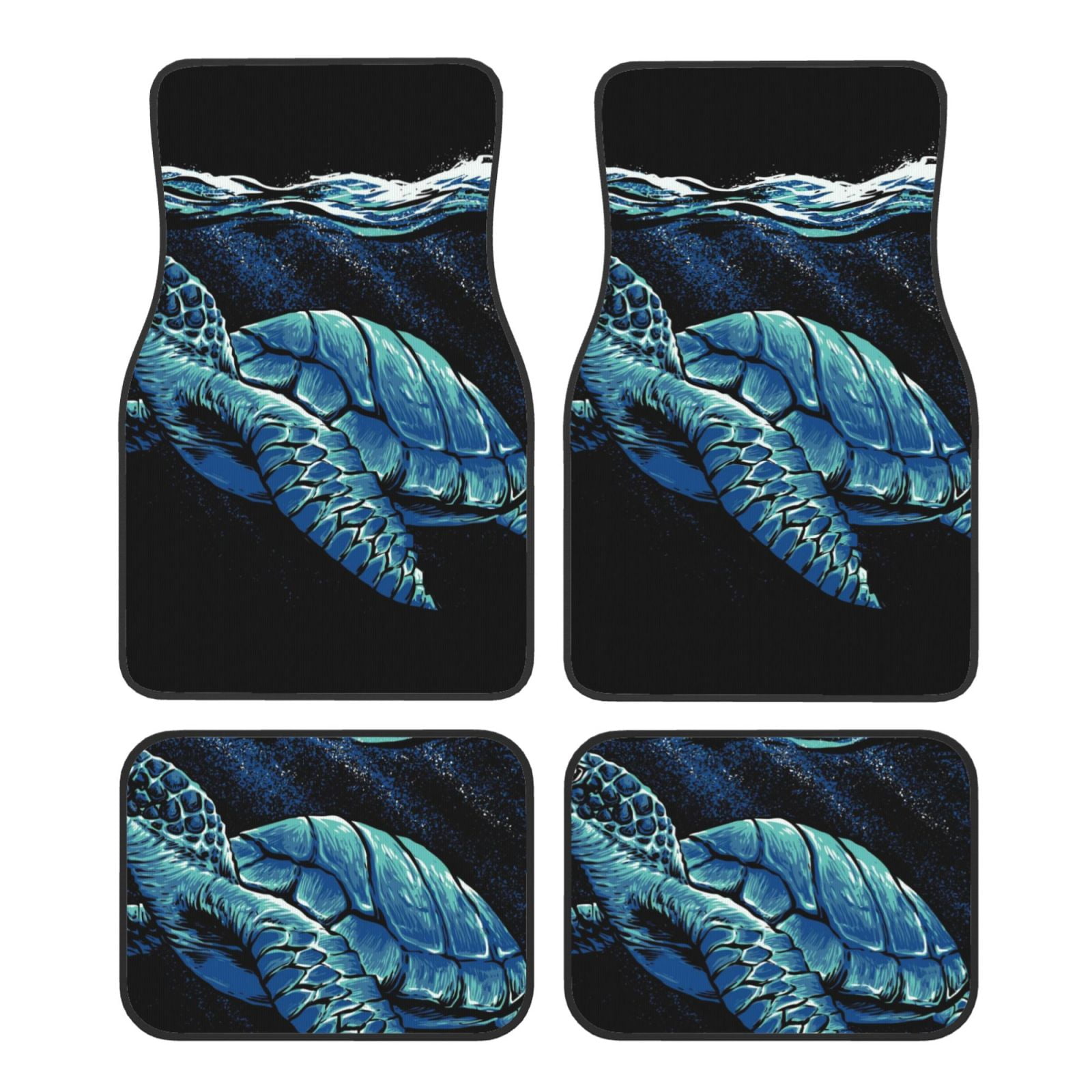Pofeuu Ocean Turtle Print Car Foot Mat Set of 4 Pieces - All-Weather ...