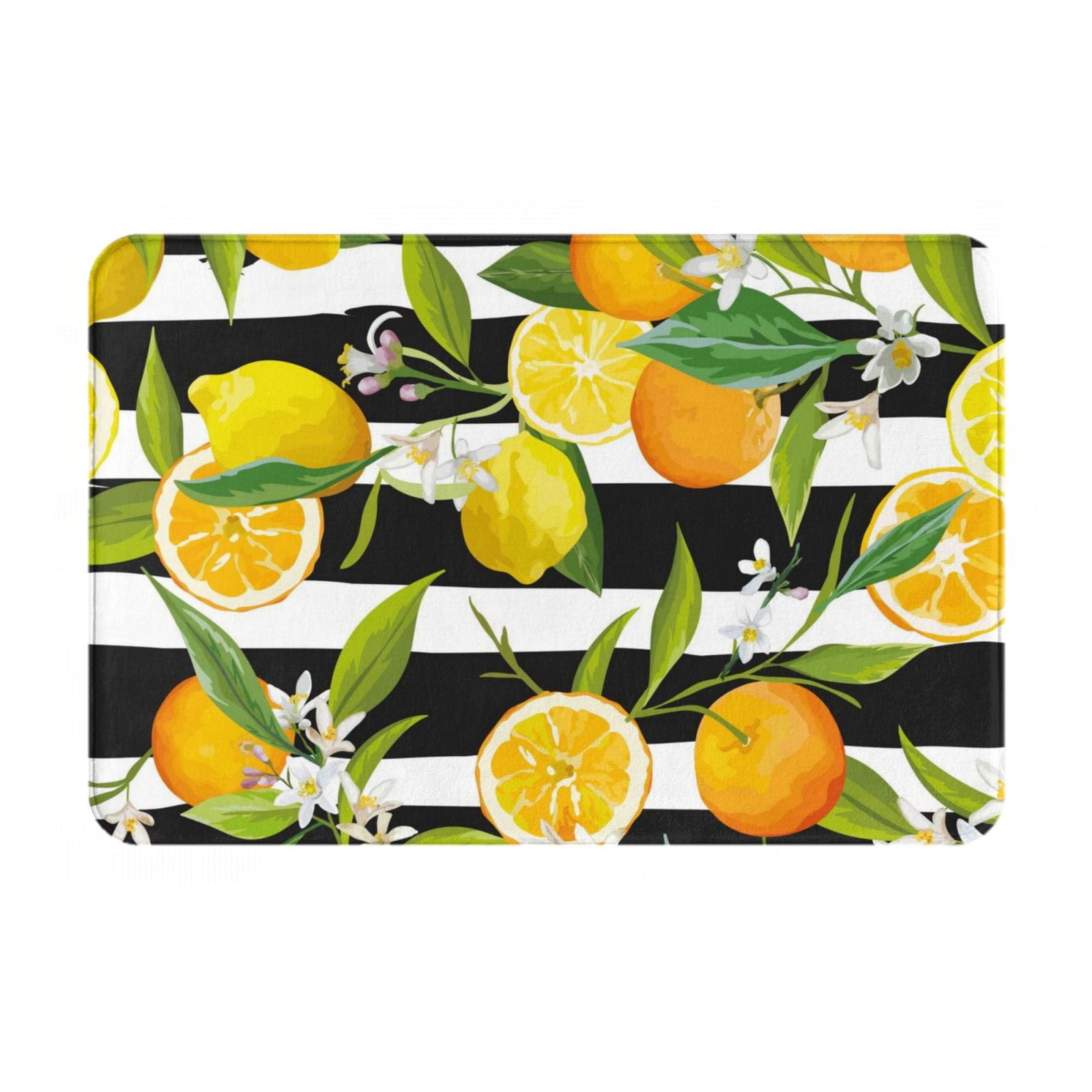 Pofeuu Orange and Lemon Print Flannel Doormats Rug16"x24"Rug Washable ...