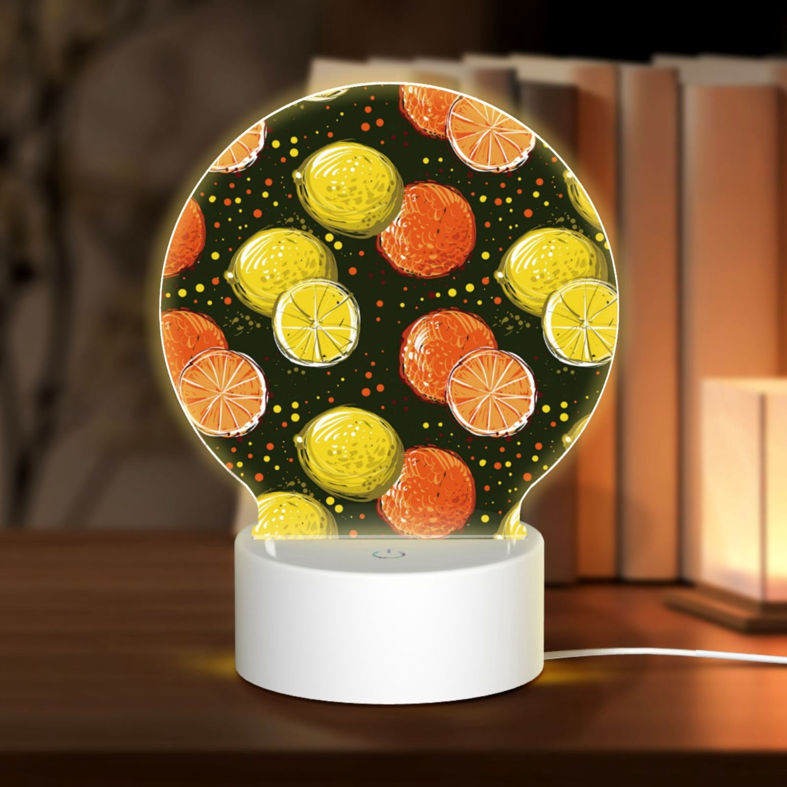Pofeuu Orange Lemon Print LED Christmas Night Light Lamp Base Gift DIY ...
