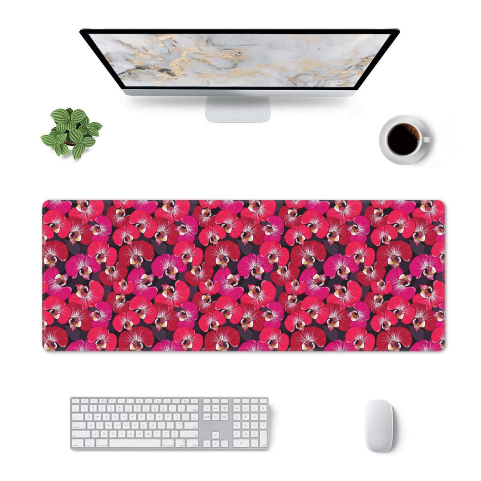 Pofeuu Orchids Flowers Print Desk Mat for Keyboard and Mouse，Computer ...