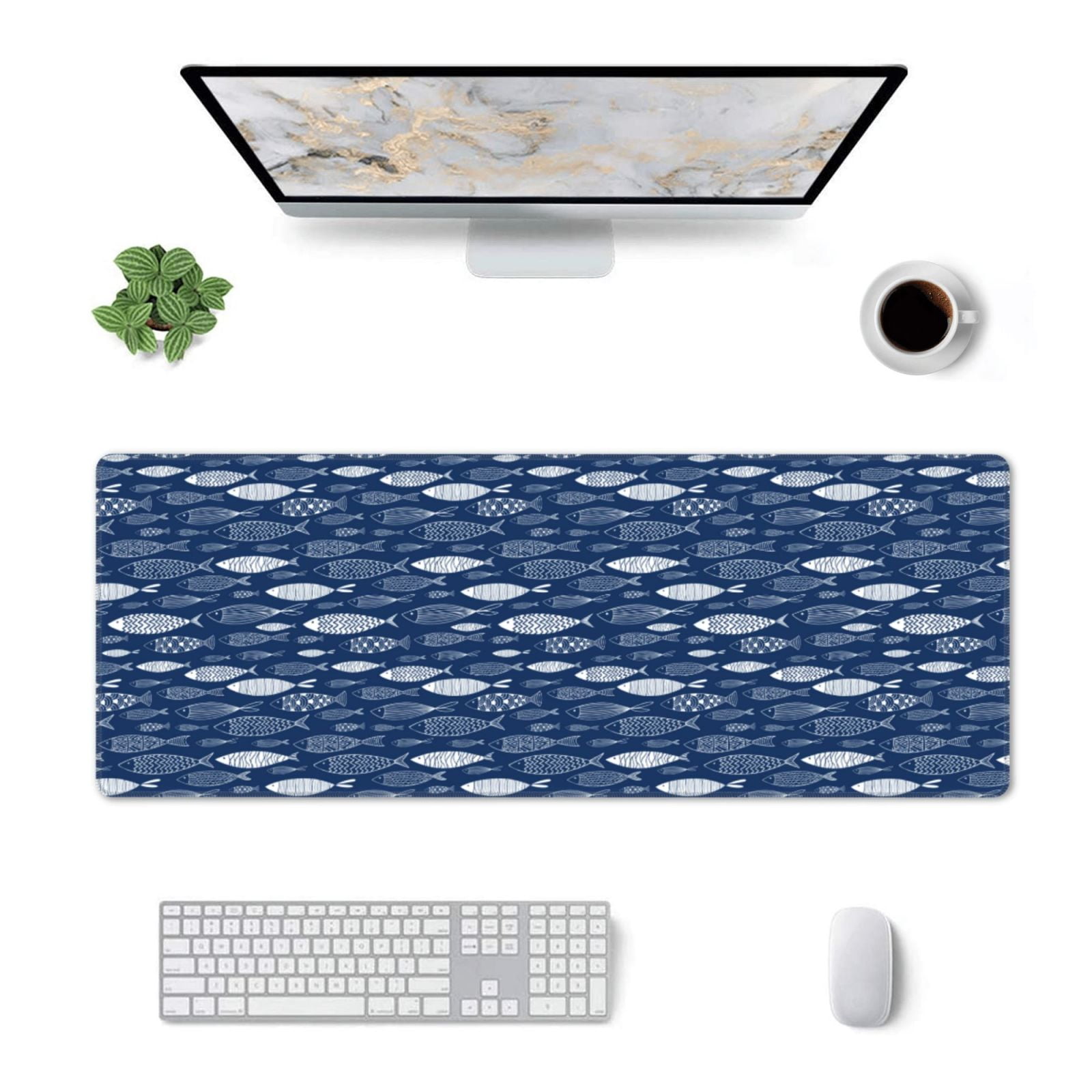 Pofeuu Ornamental Fish Print Desk Mat for Keyboard and Mouse，Computer ...