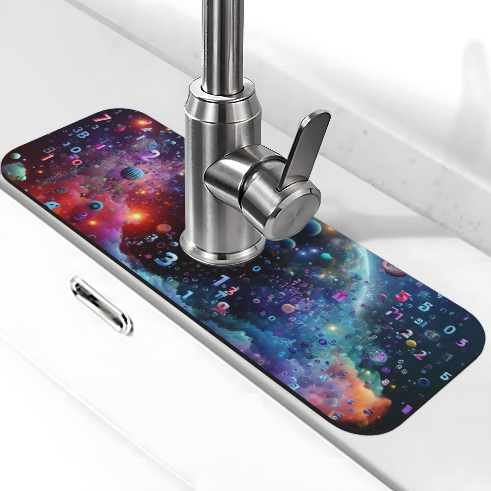 Pofeuu Outer Space Floating Numbers And Letters Print Splash Guard for ...