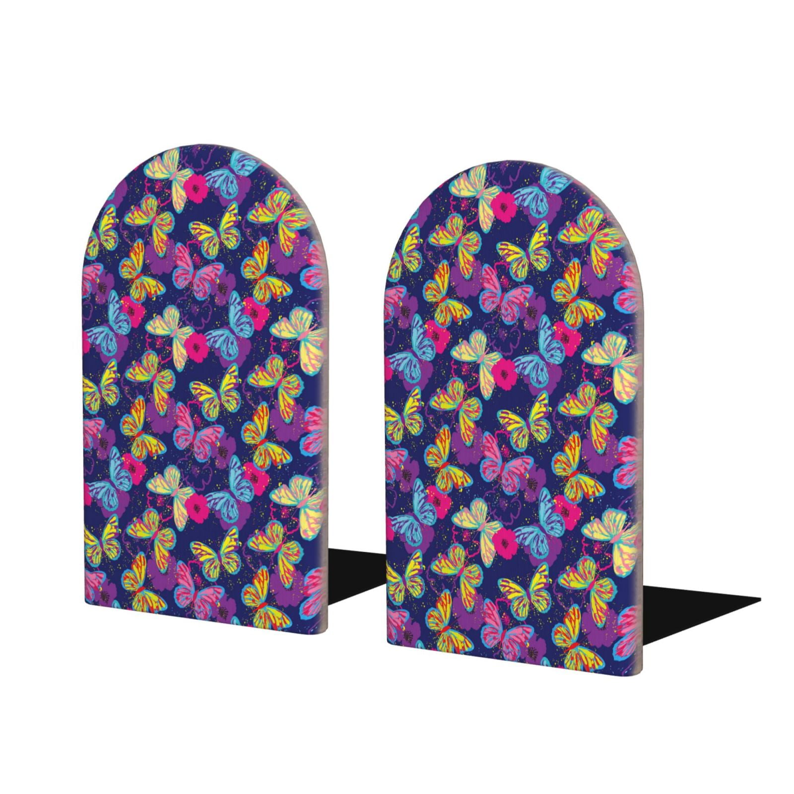 Pofeuu Paint Butterflies Print Large Bookend Hold Heavy Books- Wood ...