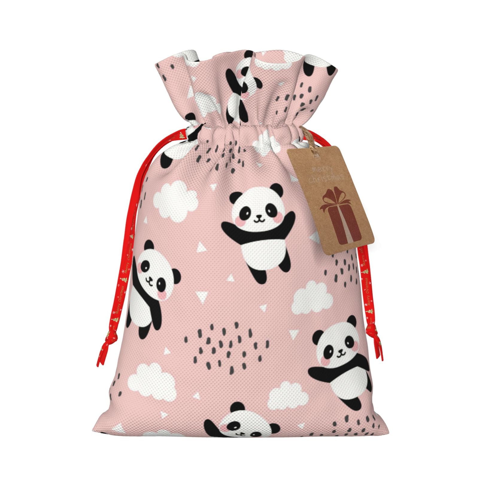 Pofeuu Panda Print Burlap Bags with Drawstrings Drawstring Gift Bags ...