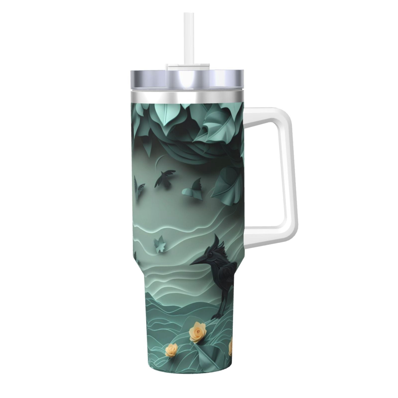 Pofeuu Paper Fox Crow Fantasy Print 40oz Ice Bully With Handle And ...