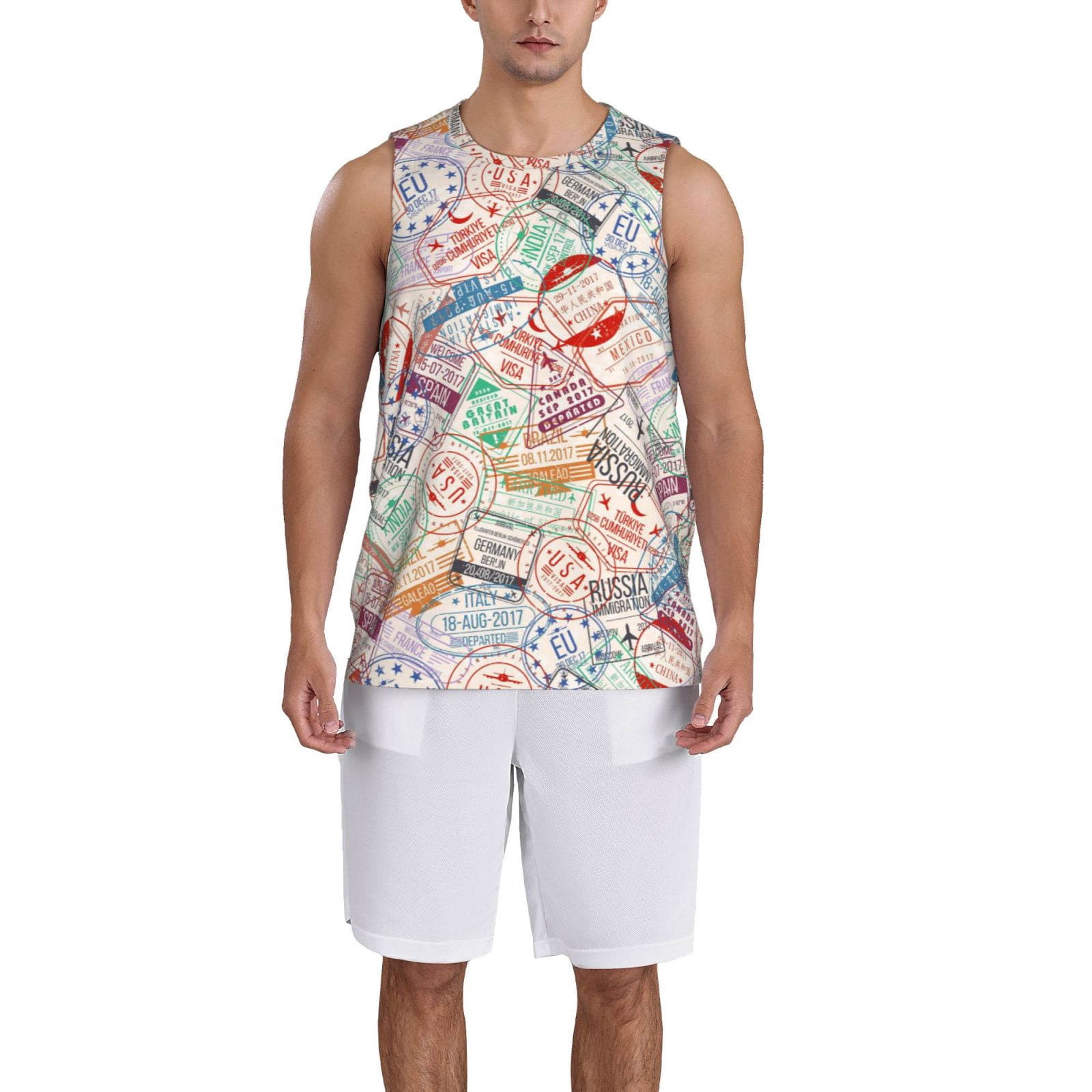 Pofeuu Passport Stamp Print Basketball Jersey, Shirts for Men Youth ...