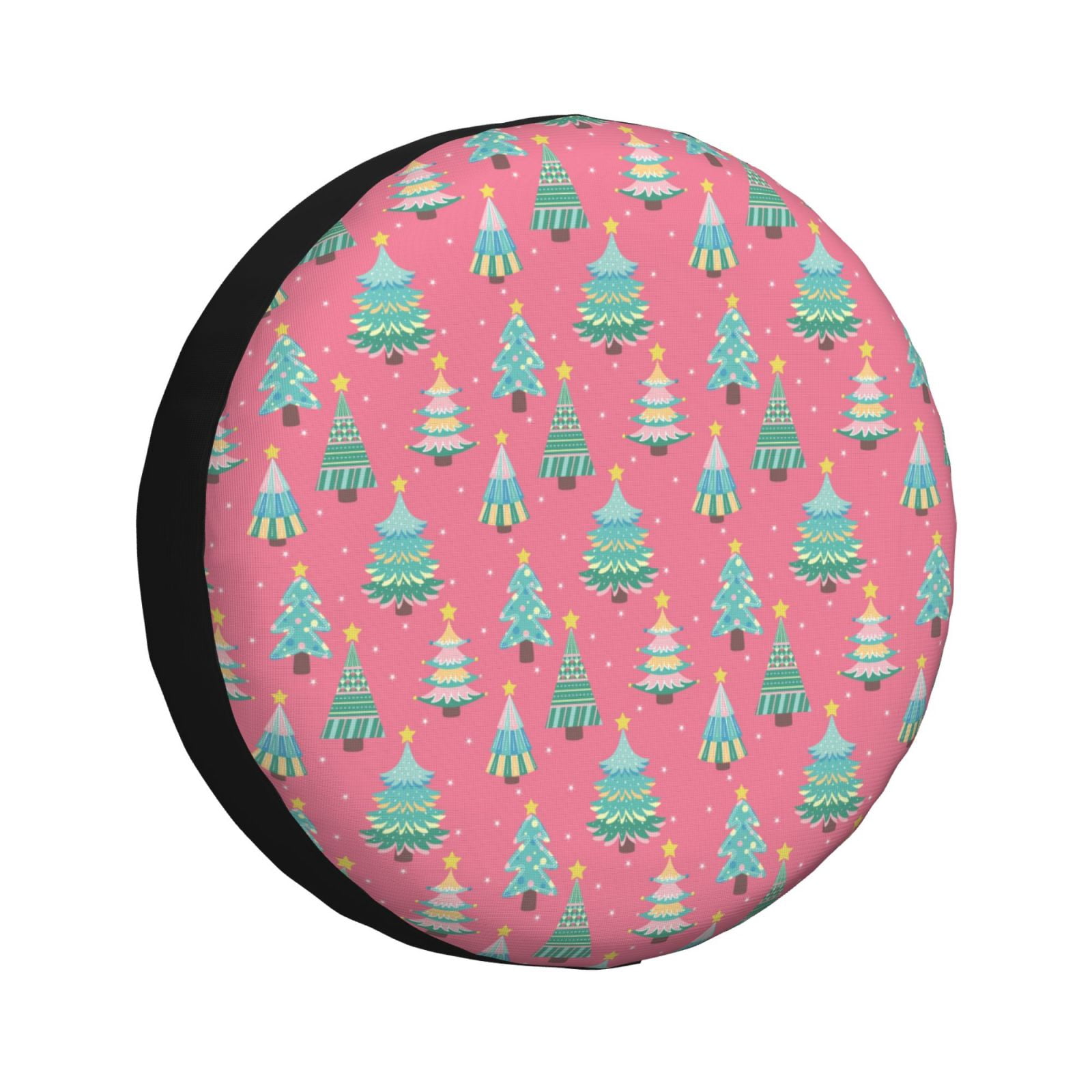 Pofeuu Pastel Christmas Trees on Pink Print Spare Tire Wheel Cover for ...