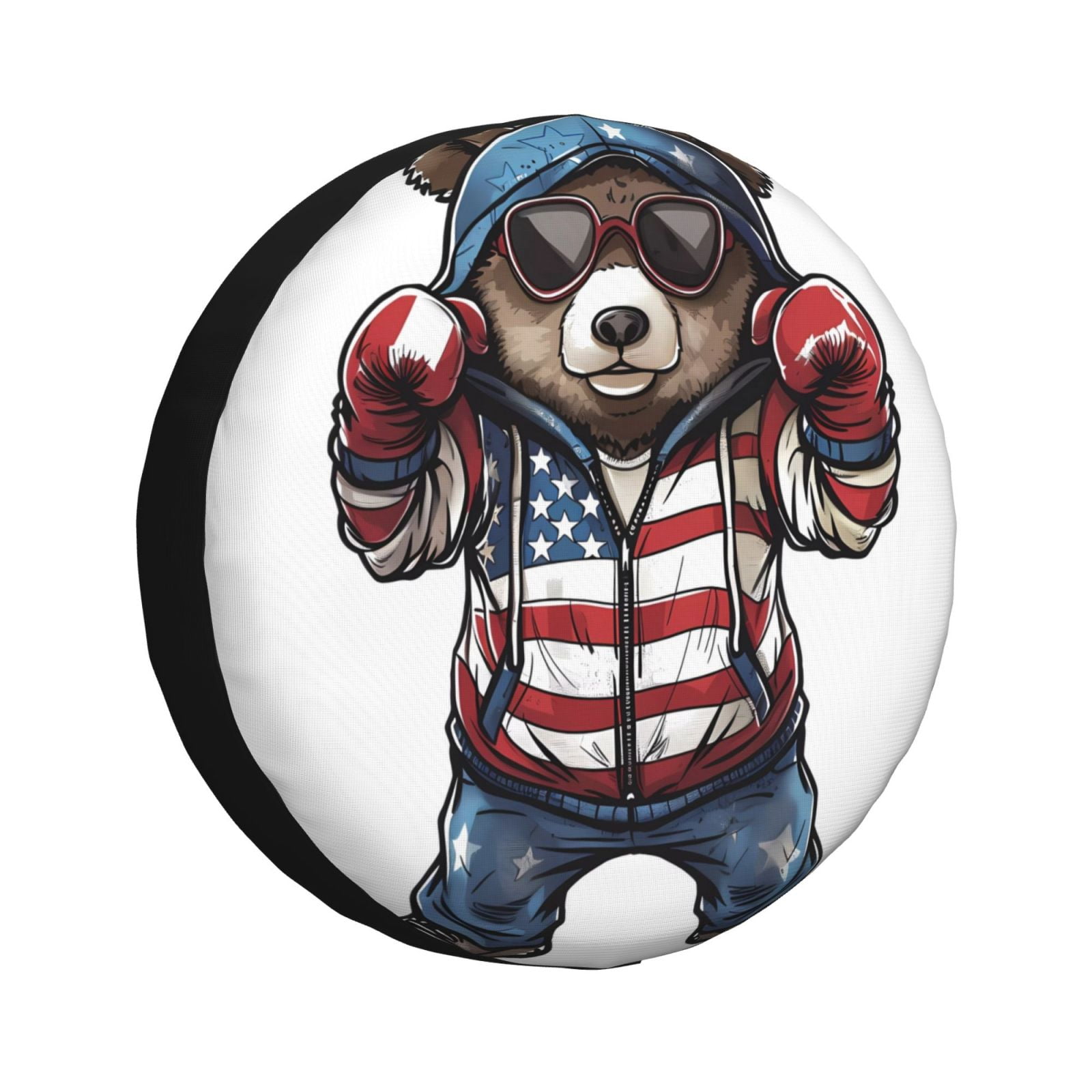 Pofeuu Patriotic Boxing Bear Art Print Spare Tire Wheel Cover for Car ...