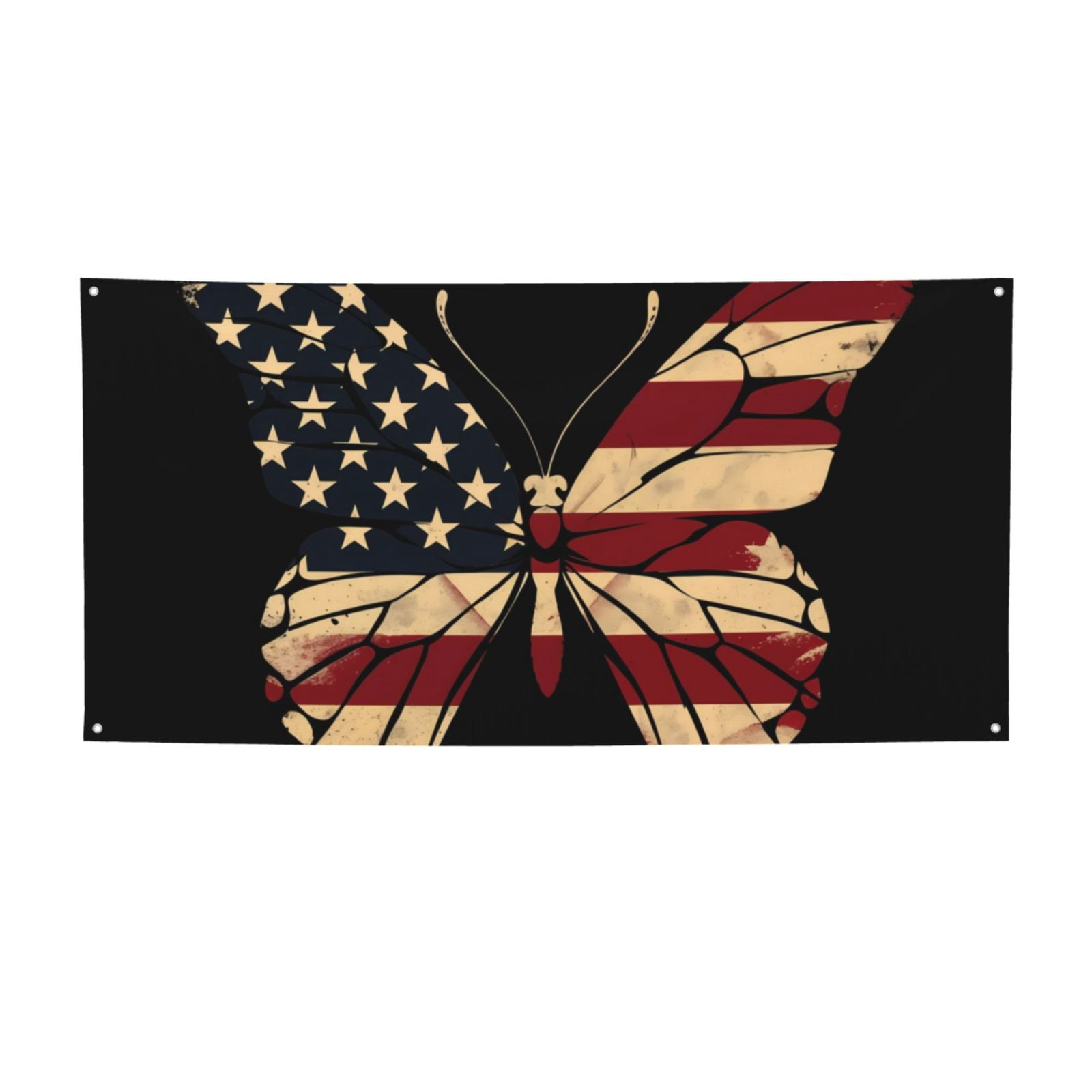 Pofeuu Patriotic USA Butterfly Art Print Colorful Yard Festival Banner ...