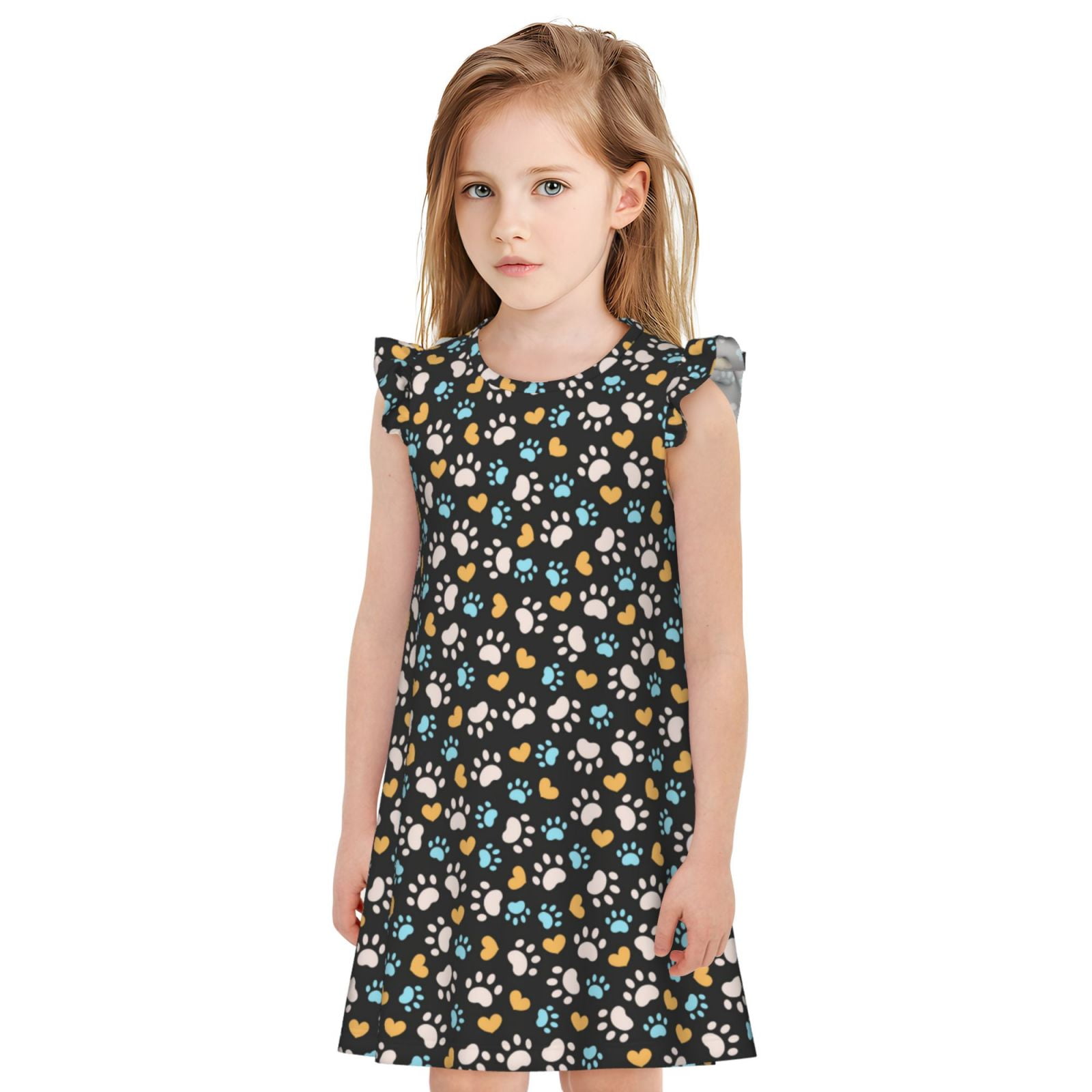 Pofeuu Paw Animal Print Girls Nightgowns, Nightgown Princess Pajama ...