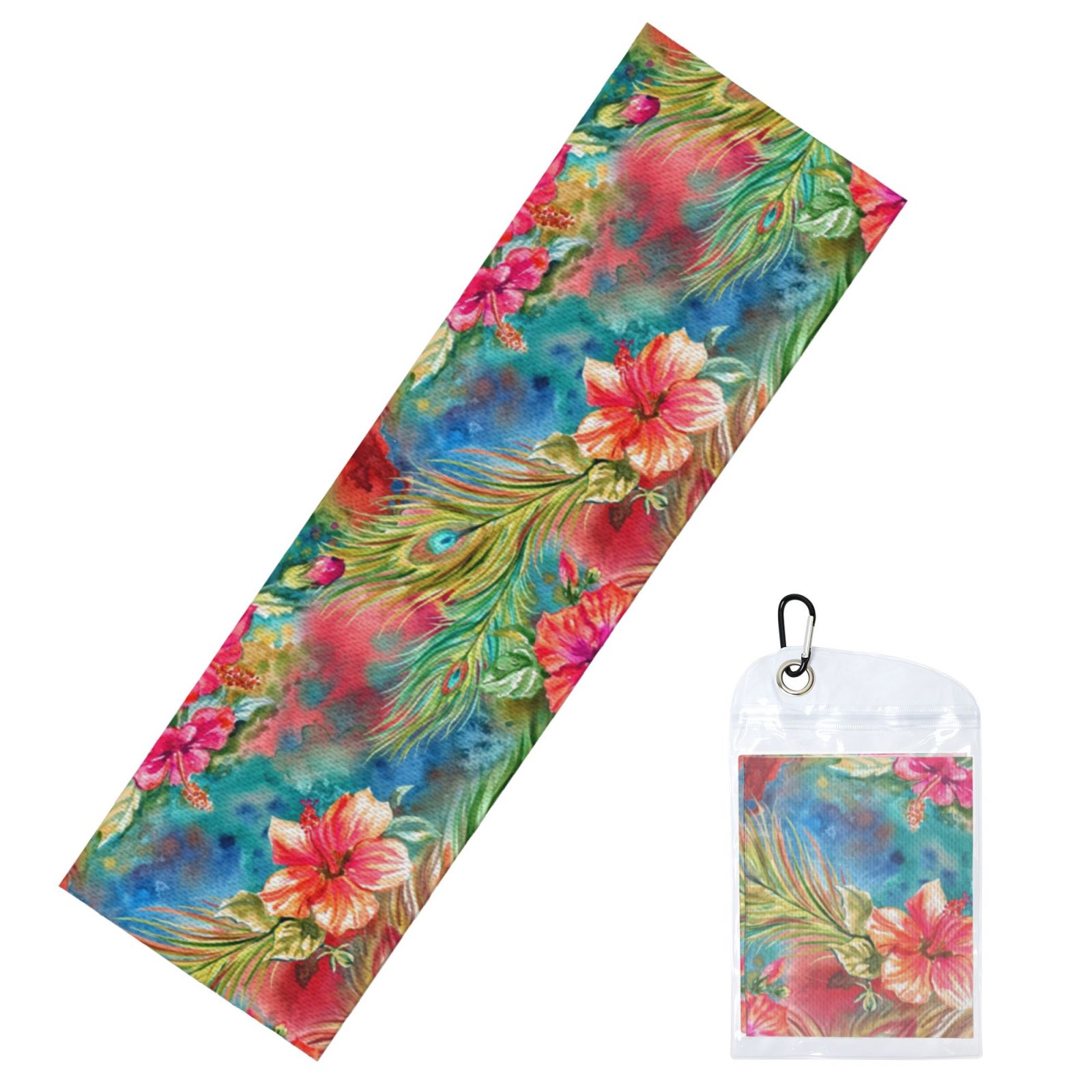 Pofeuu Peacock Feathers And Flowers Print Cooling Towel Cold Towel Ice ...